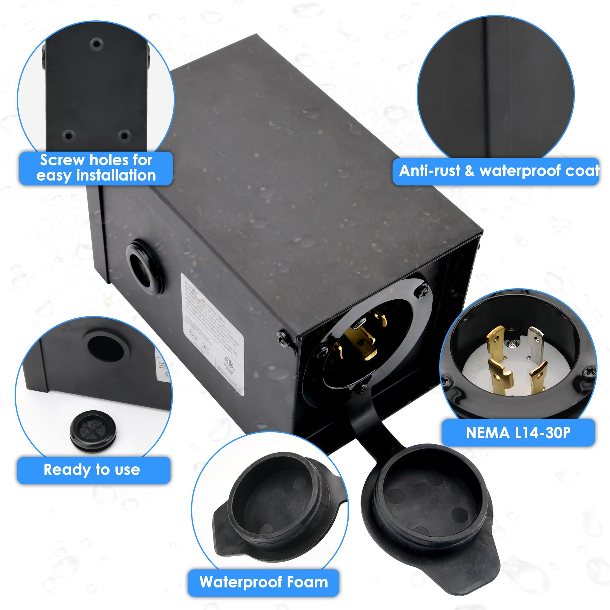 Snapklik.com : Hynade Generator Power Inlet Box, 30 Amp NEMA L14-30P 3R ...