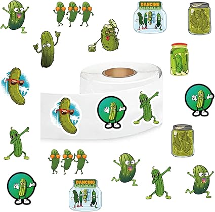 Amazon.com: Pickle Stickers (500 pcs), 10 Sheets Graphic Cartoon ...
