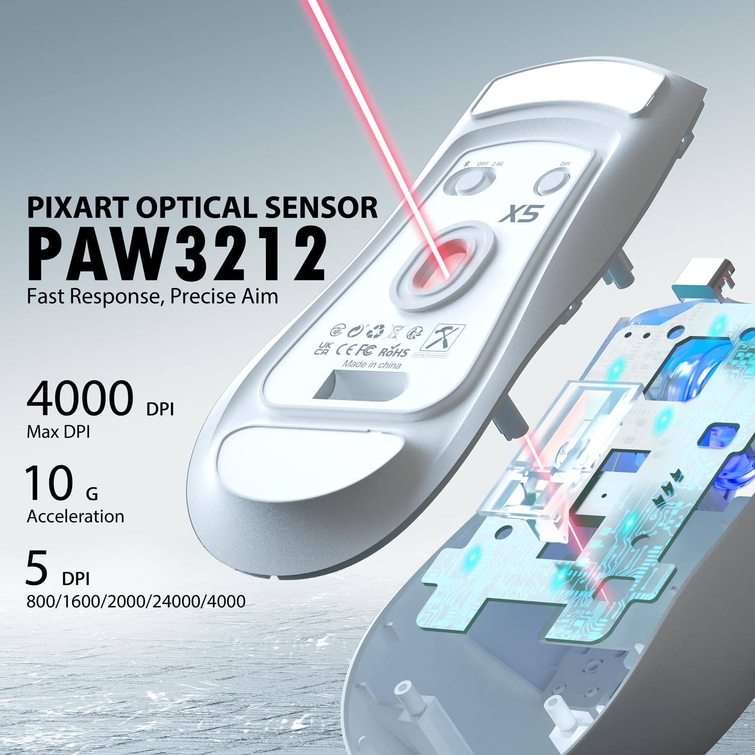 Snapklik.com : FELICON X5 Wireless Gaming Mouse Ultra-light 49g