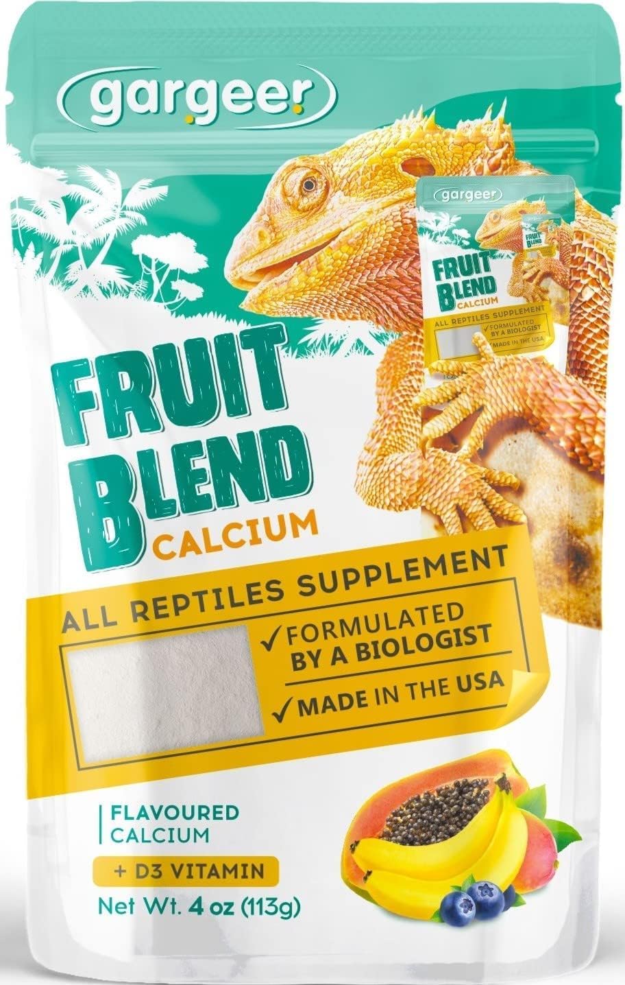 Gargeer 4oz All Reptile Calcium with Vitamin D3, Phosphorus-Free ...