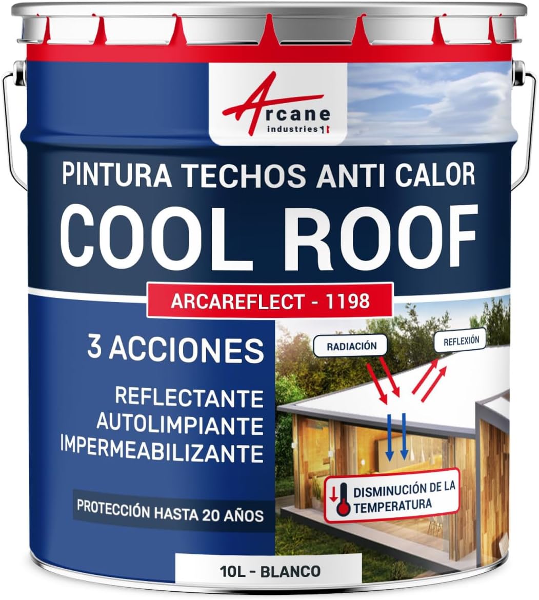 ARCANE INDUSTRIES Cool Roof - ARCAREFLECT - 1198-10 L White : Amazon.es ...