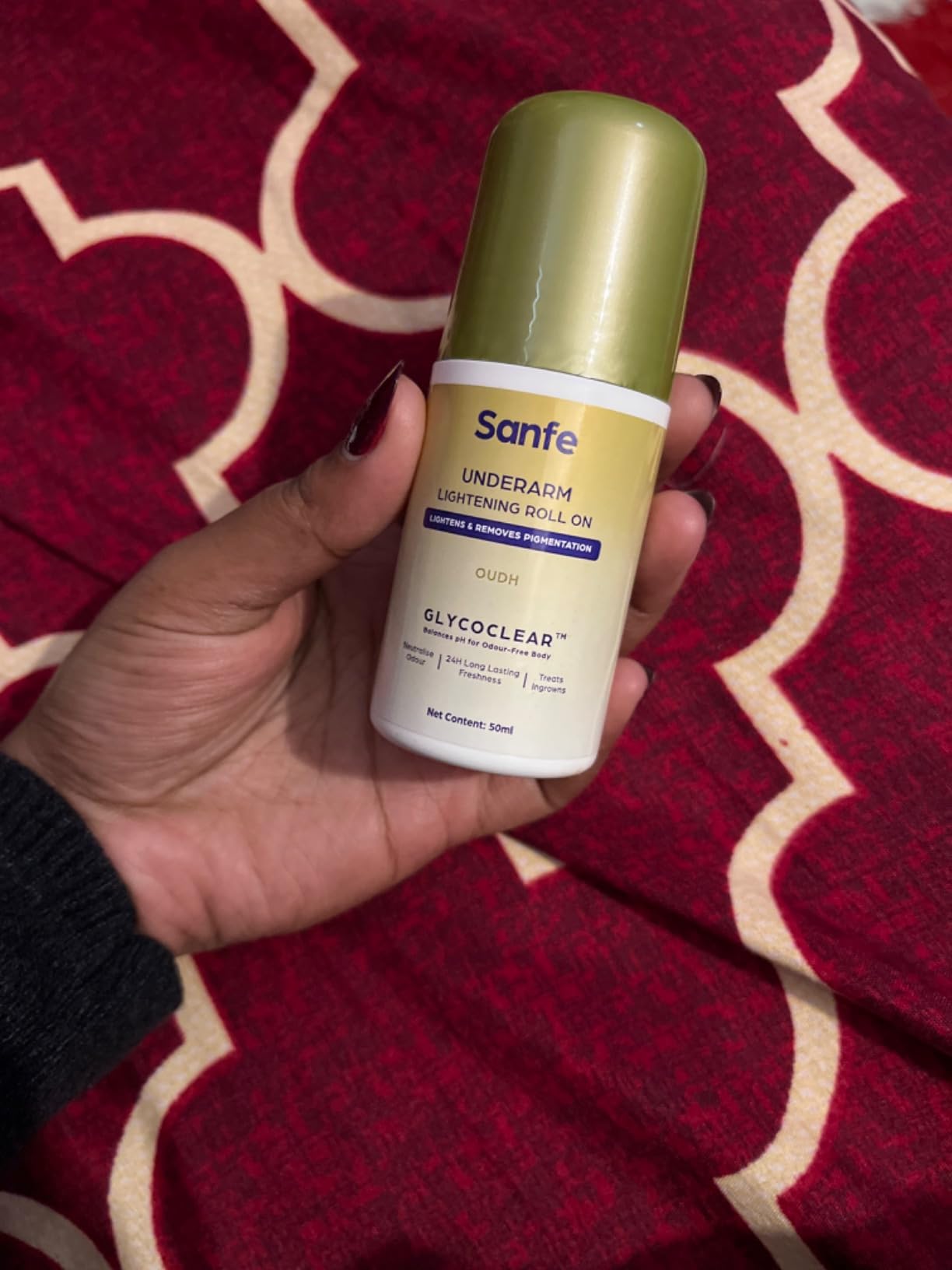 Buy Sanfe Underarm Lightening Roll On (Oudh) with 5% AHA, Glycolic Acid ...