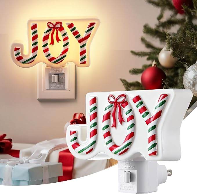 Hohean Christmas Decorations Joy Bow Night Light, Christmas Joy Bow ...
