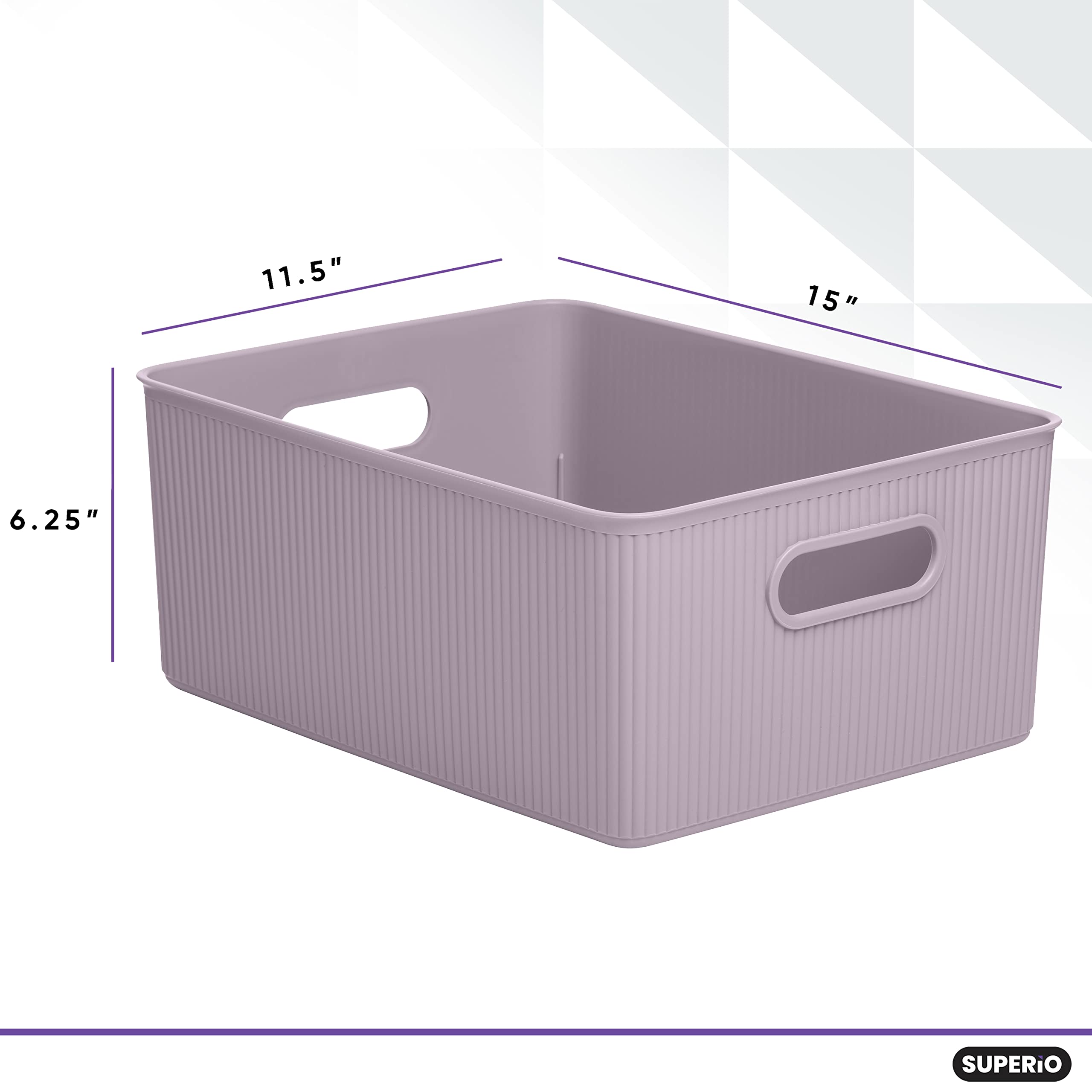 Superio Ribbed Collection - Decorative Plastic Open Home Storage Bins ...