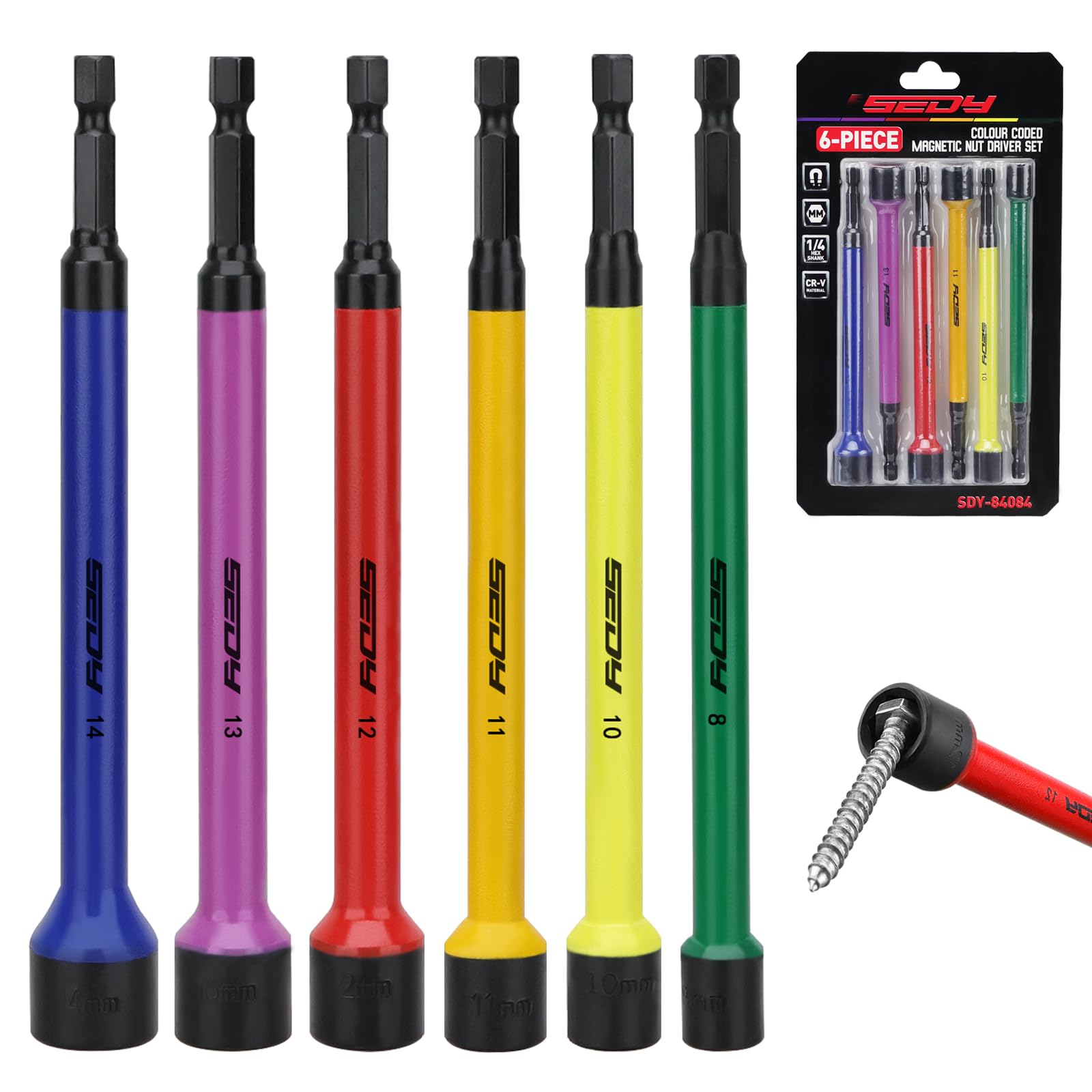 Amazon.com: Magnetic Impact Nut Driver Set: 6-Piece Metric Color Coded ...