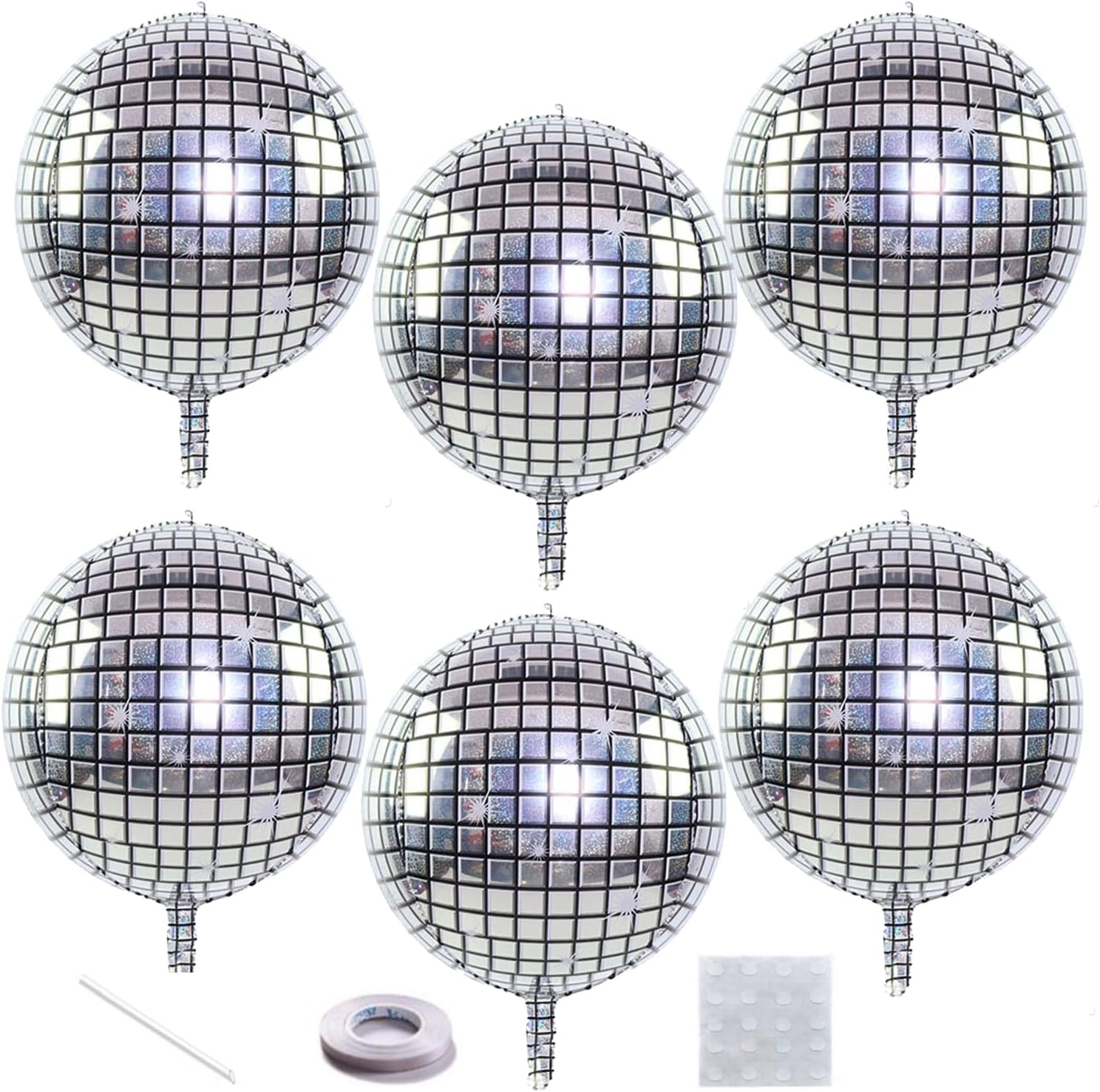 Amazon.com: Vanujoy 9PCS Silver Disco Ball Balloons Set | 22 Inch Big ...