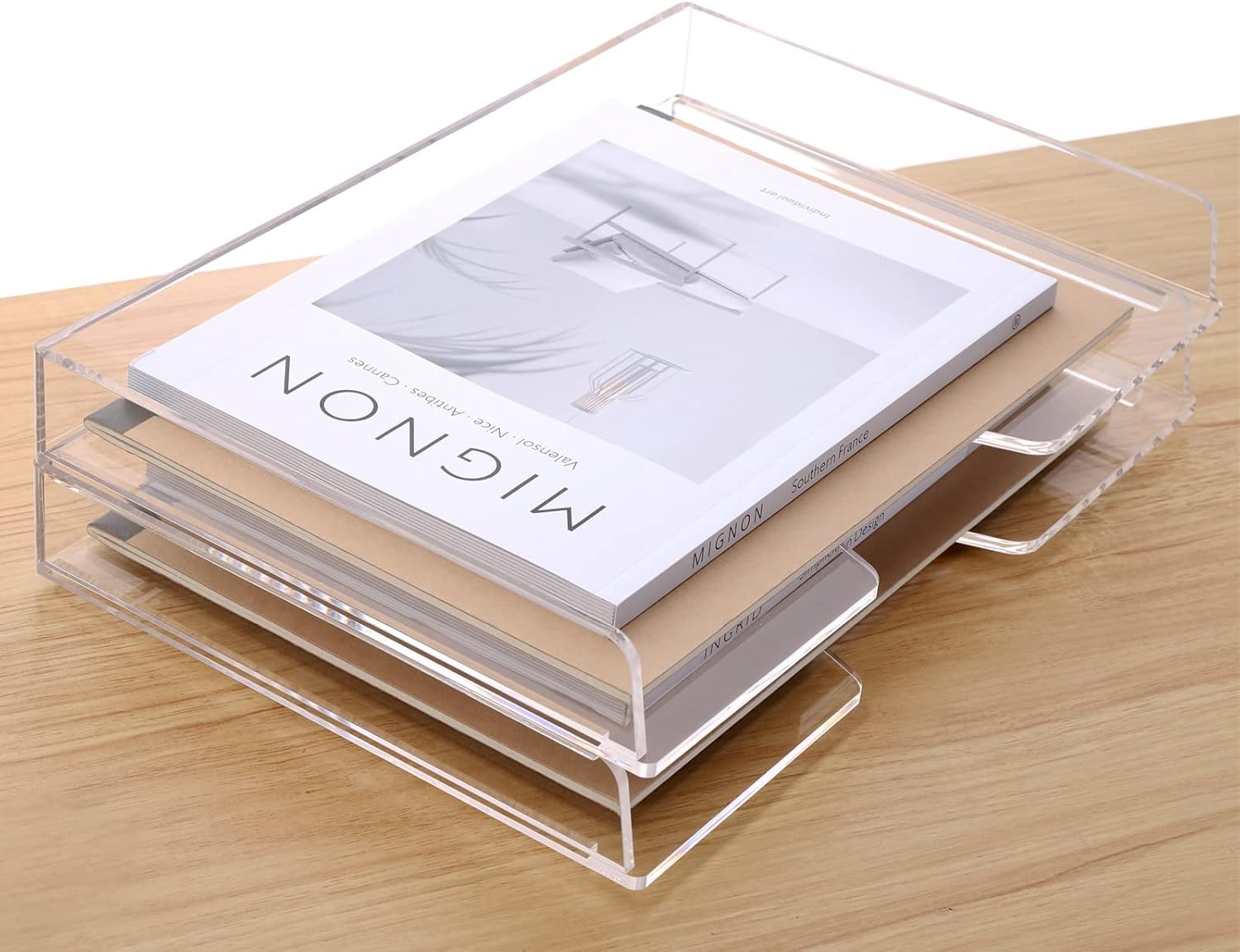 Amazon.com: 2 Pack- Stackable Paper Letter Tray, Enlarged A4 File Tray ...