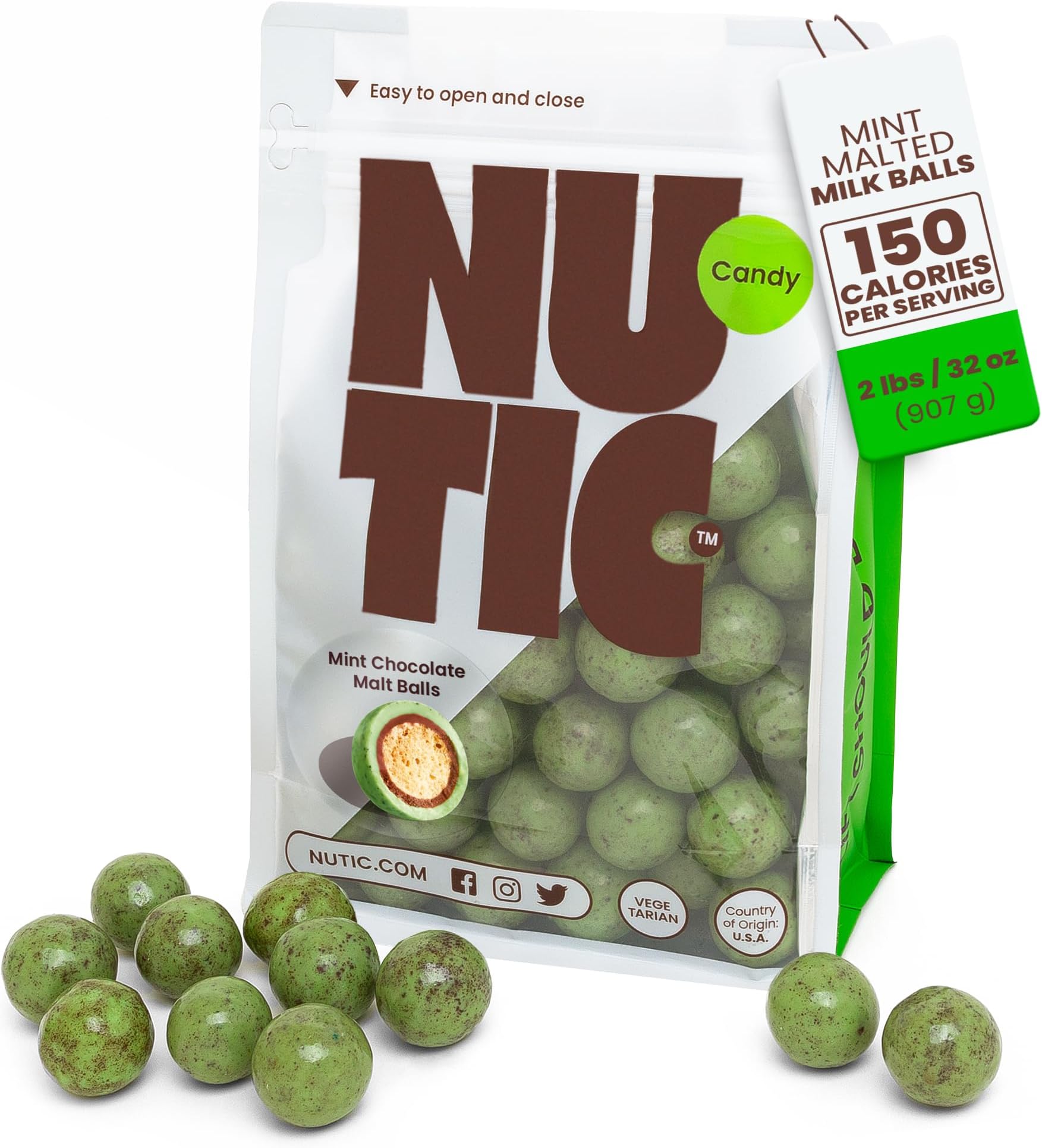 Amazon.com : Nutic Mint Chocolate Malt Balls - 2Lb - Delicious Birthday ...