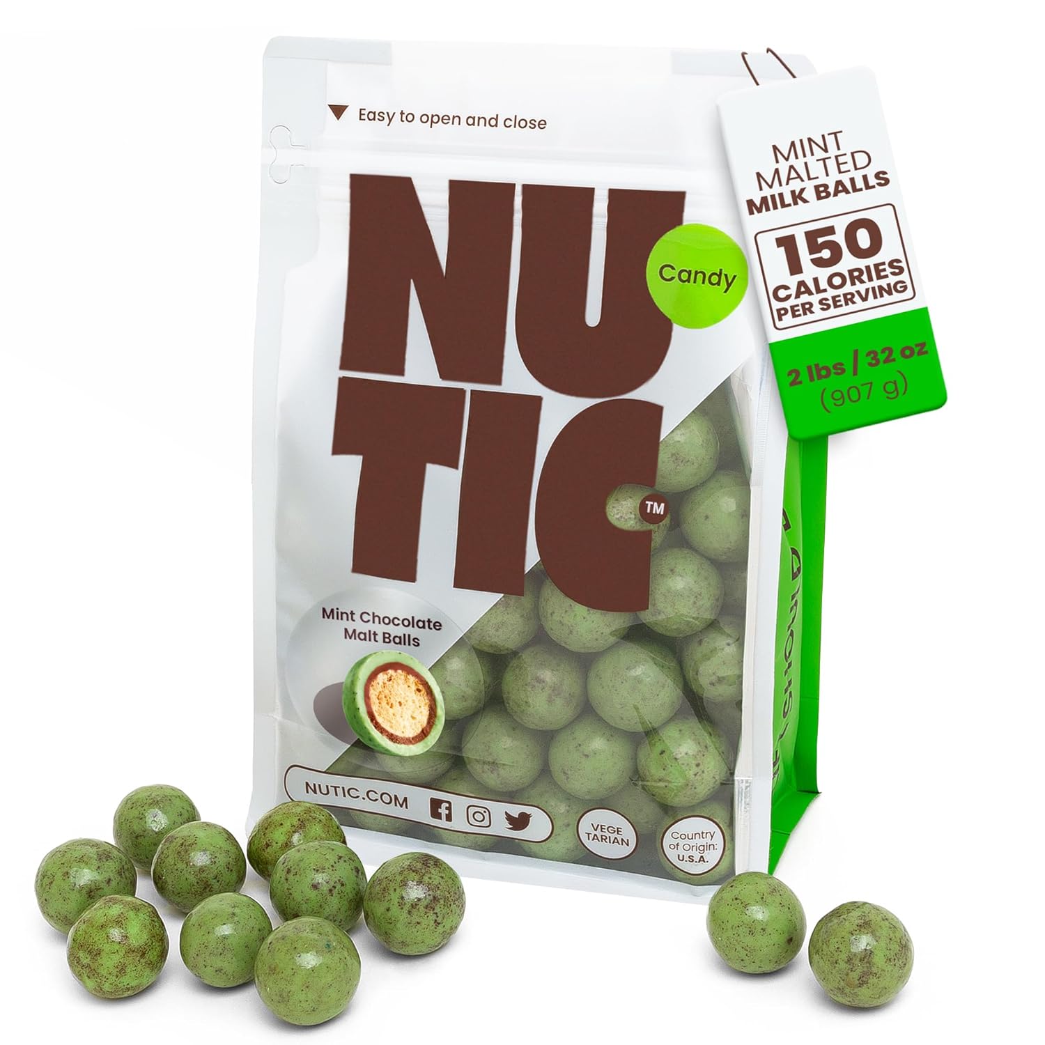 Amazon.com : Nutic Mint Chocolate Malt Balls - 2Lb - Delicious Birthday ...