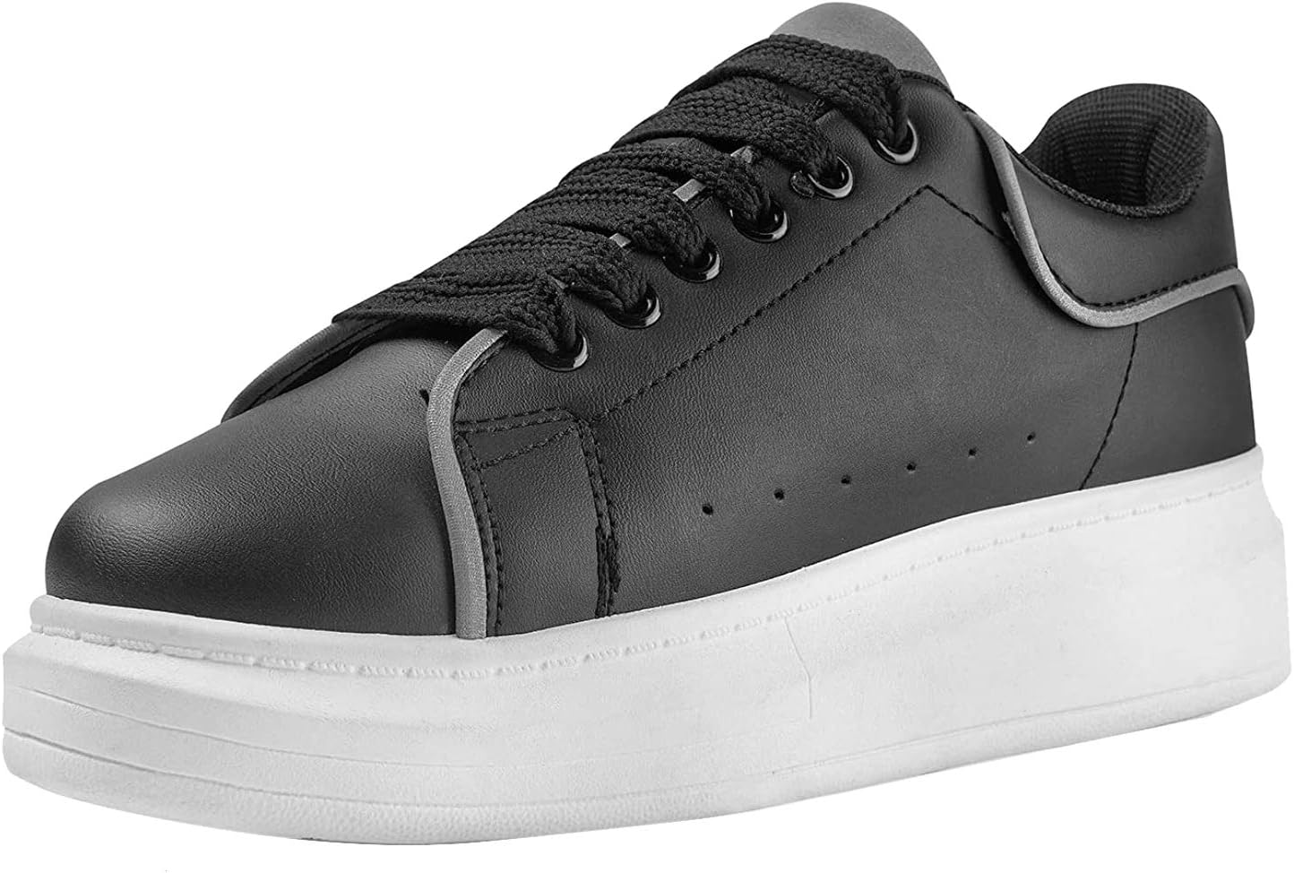 FITFOOT Women Chunky Platform Trainers - Black and White Trainers Low ...