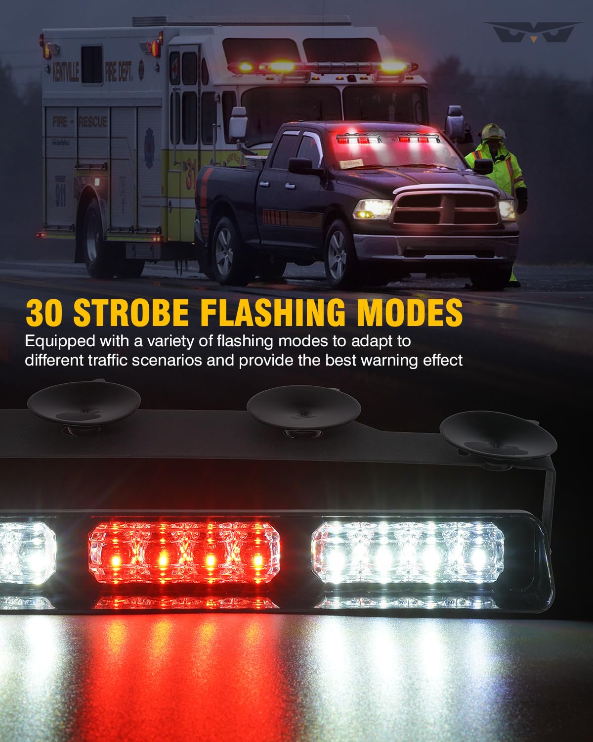 Snapklik.com : LED Emergency Dash Strobe Lights Bar w/Controller Front ...