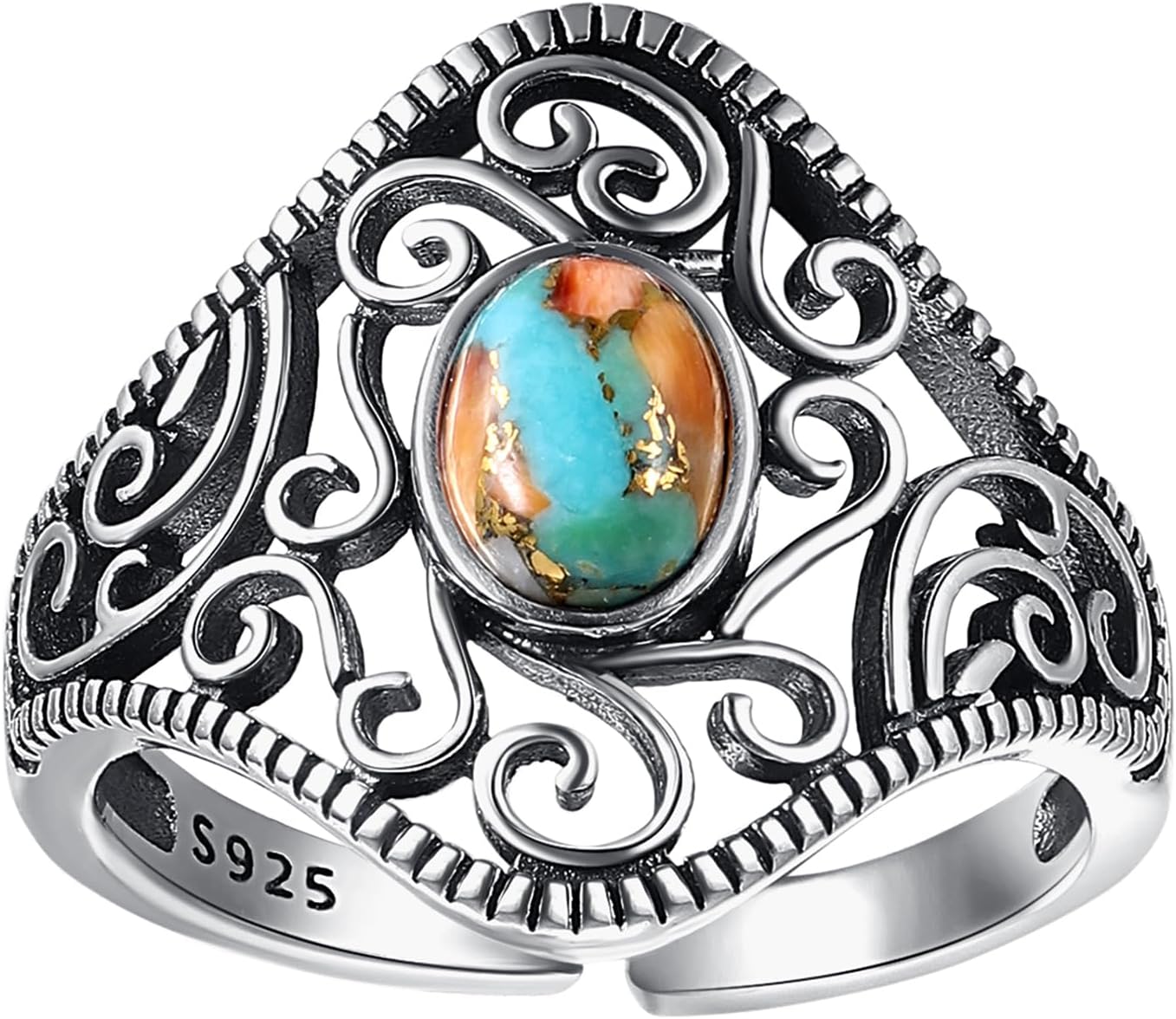 Amazon.com: Phyonio Turquoise Ring 925 Sterling Silver Ring for Women ...