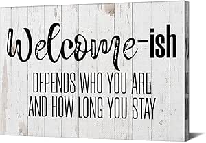 Amazon.com: Rustic Welcome Canvas Wall Art Framed Welcome-ish Poster ...