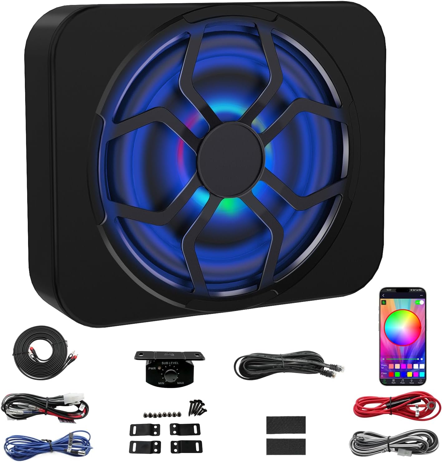 Amazon.com: gtrui 10" Amplified Powered Car Subwoofer Enclosure 800 ...
