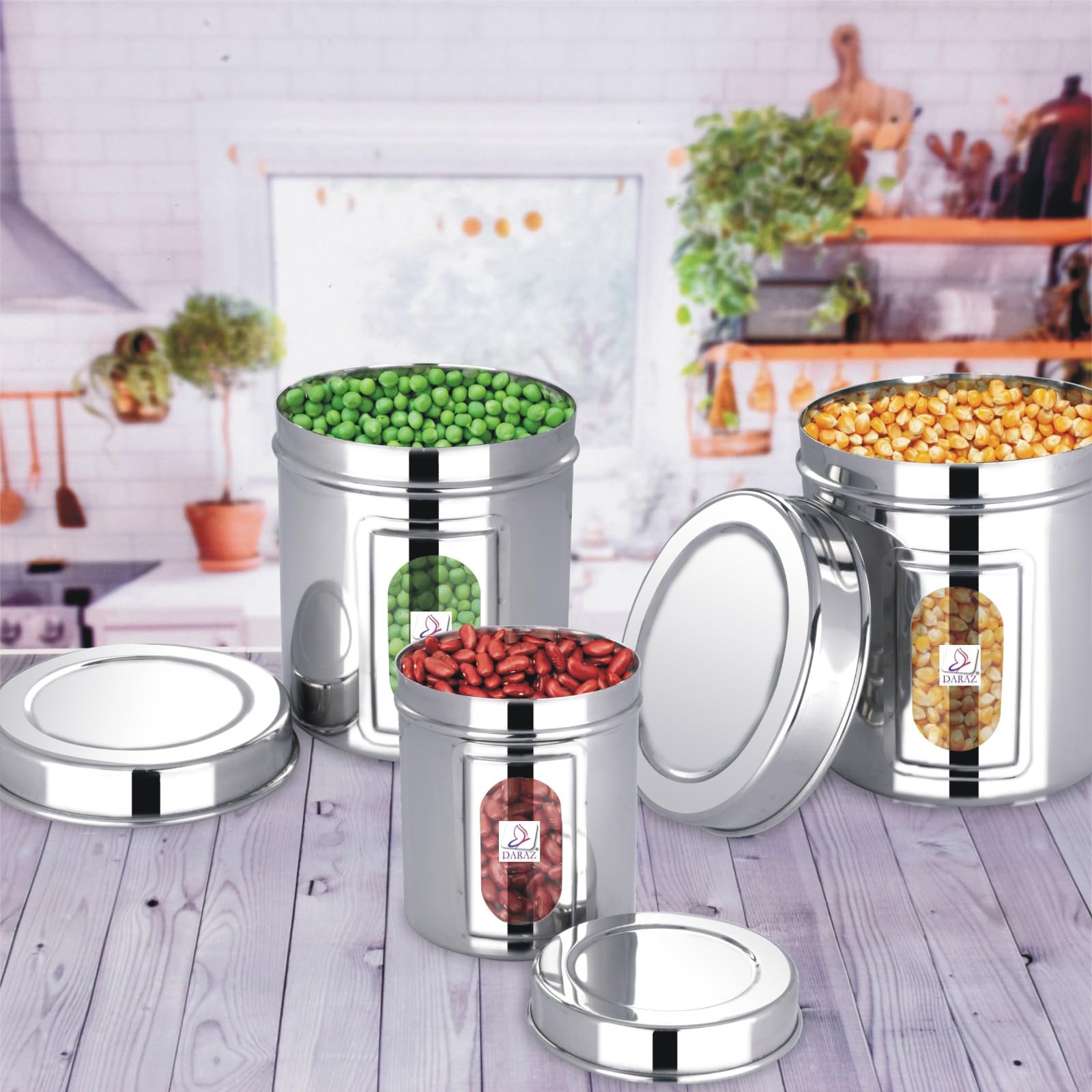 DARAZ Stainless Steel See Through Transparent Container Jar for Kitchen ...