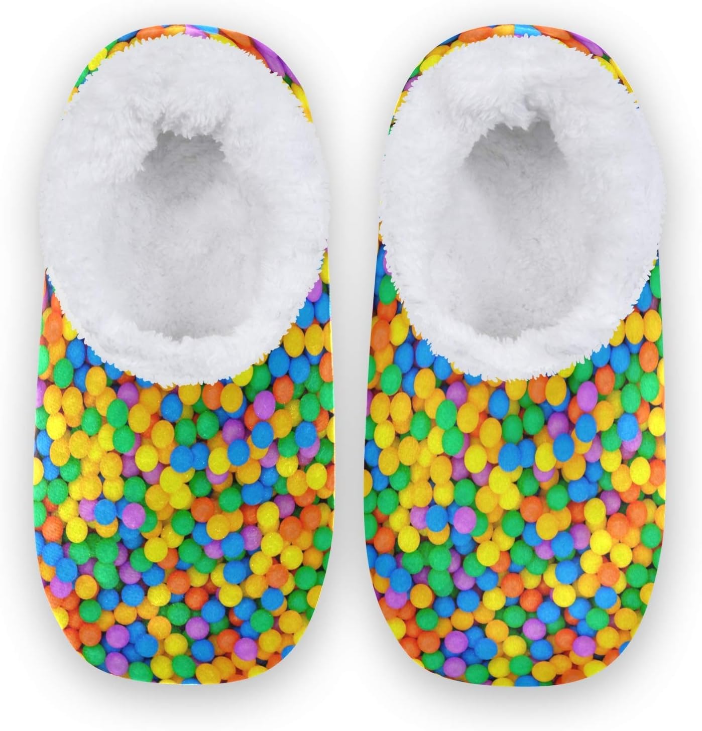 Women's Slippers Colorful Plastic Gum Balls Plush Cotton Slippers Anti ...
