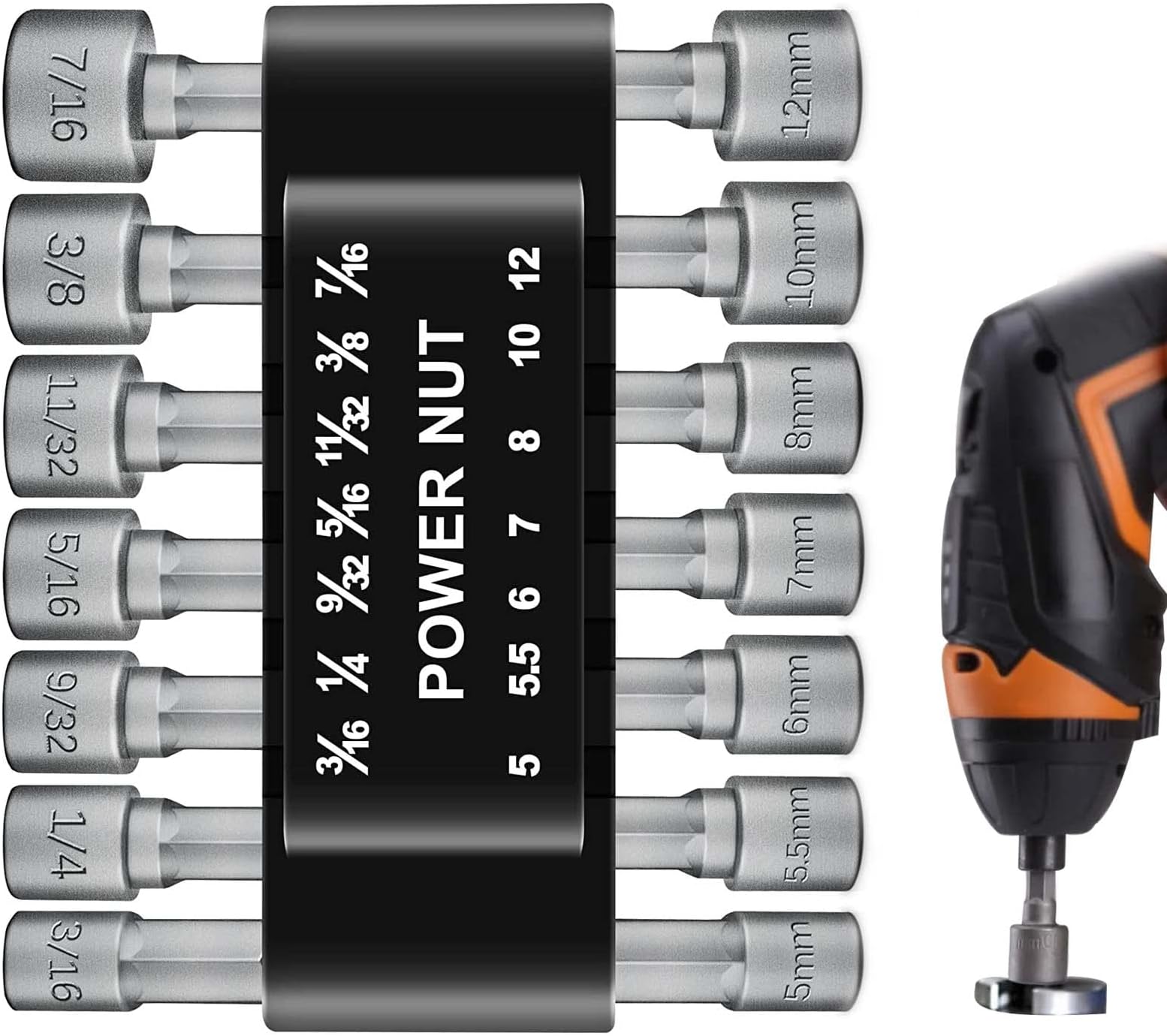 Amazon | ソケットアダプター 六角シャンクソケットビットマグネット付き電動ドリル用 6mm～19mm 14本セット | ソケットビット