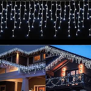 Amazon.com: LED Icicle Lights Outdoor Decorations,32Ft 8 Modes 300LEDs ...