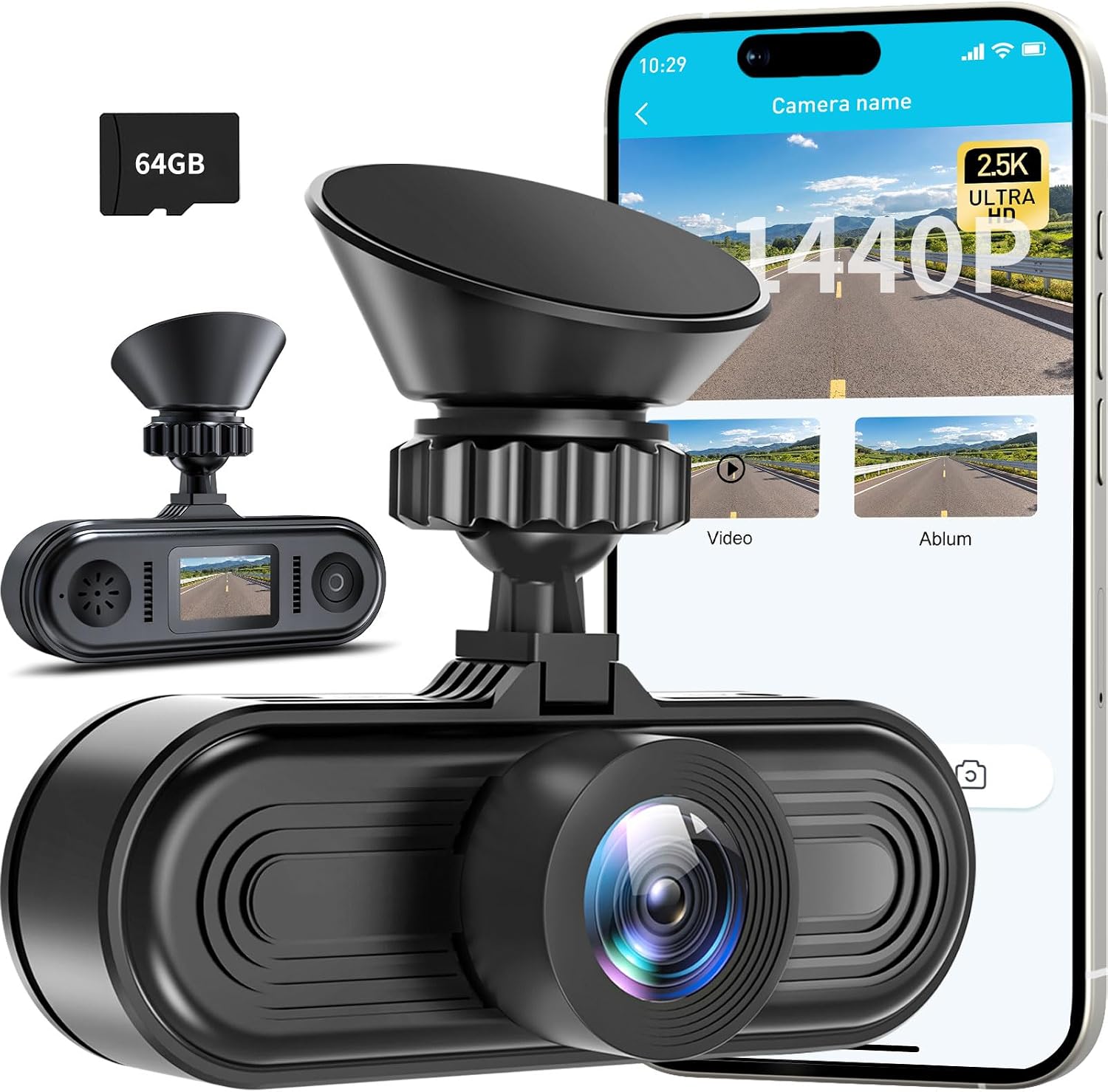Amazon.com: Dash Cam 1440P WiFi Front Dash Camera for Cars, Car Camera ...