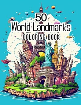 50 world landmarks coloring book: Famous world landmarks coloring book ...
