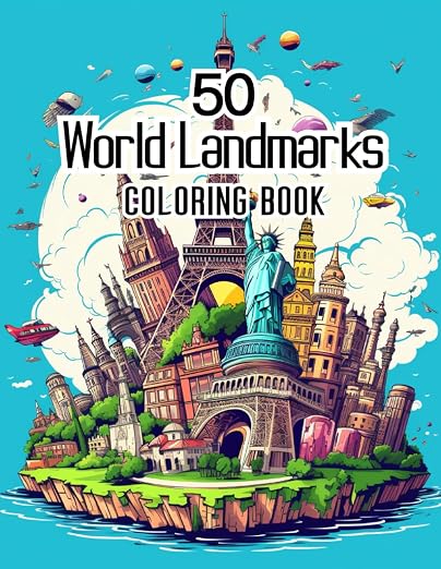 50 world landmarks coloring book: Famous world landmarks coloring book ...