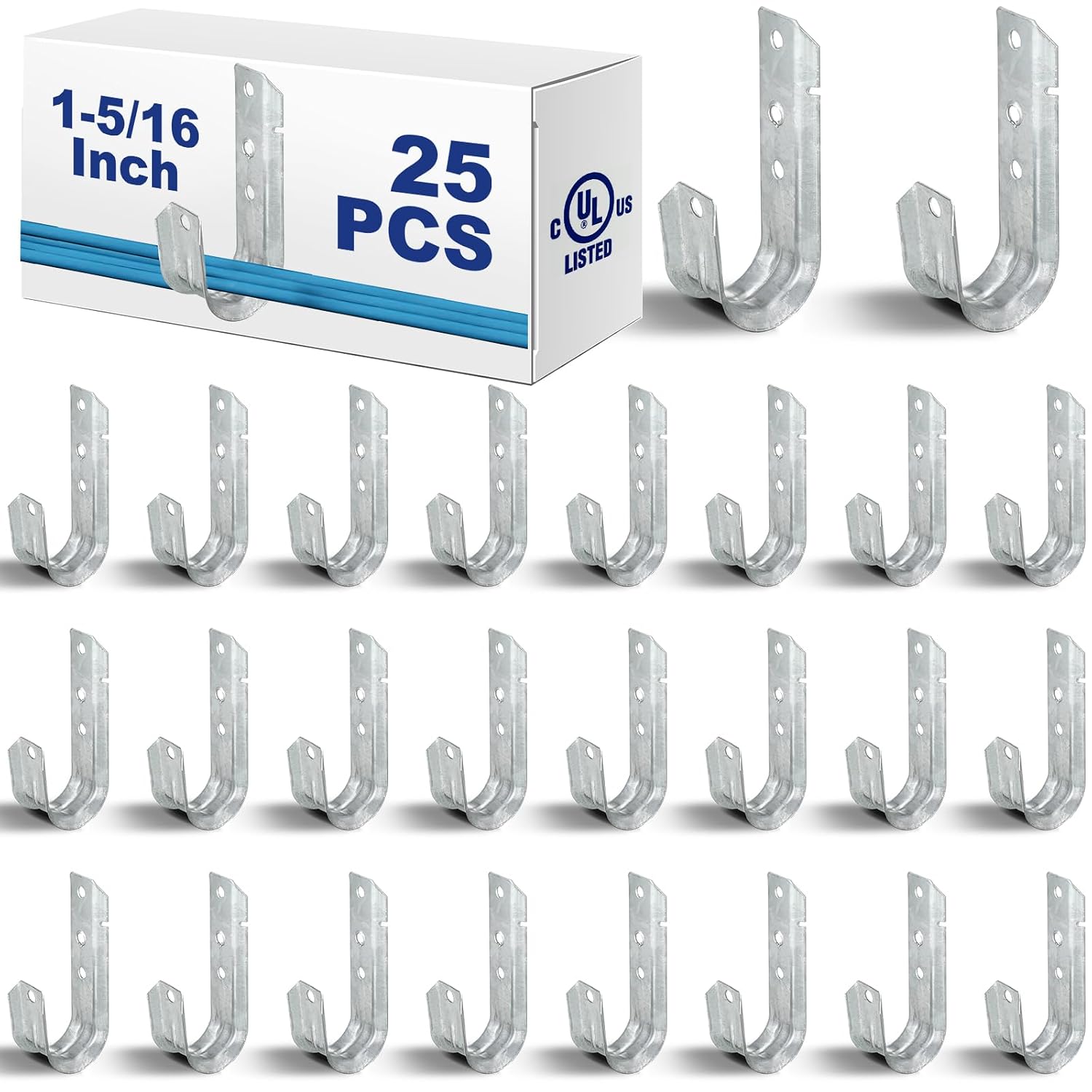 Gisafai 25 Pcs Cable Support J-Hook, Garage Hooks for Hanging, Heavy ...