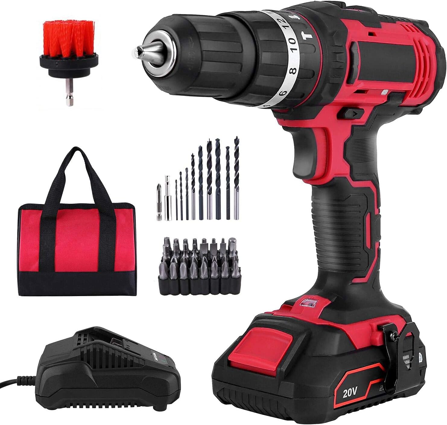 Buy 20V Cordless Drill Driver Kit with 350In-lbs Torque, 1611Torque ...