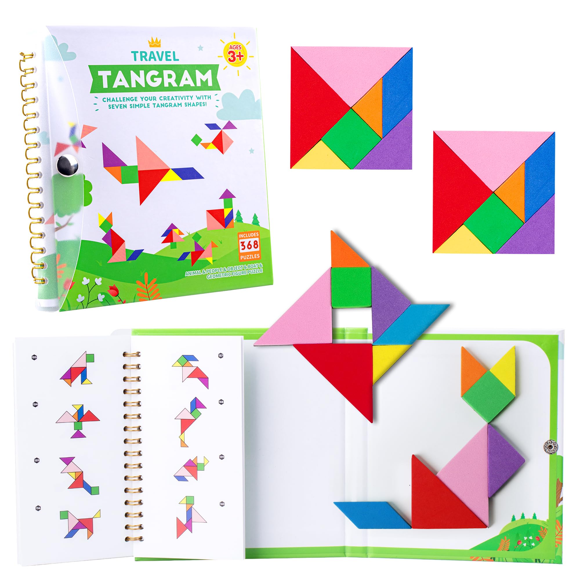 Amazon.com: Helsort Travel Tangram Puzzle - Magnetic Puzzle Book for ...
