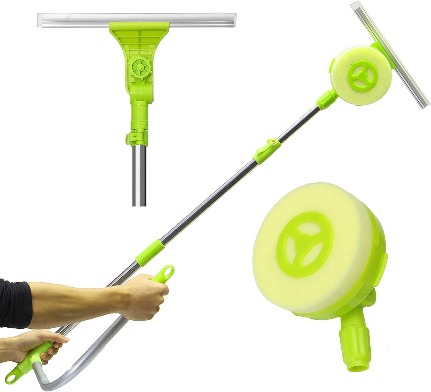 MY DIY Telescopic Window Cleaner U-Shaped 2-In-1 Multipurpose Squeegee ...