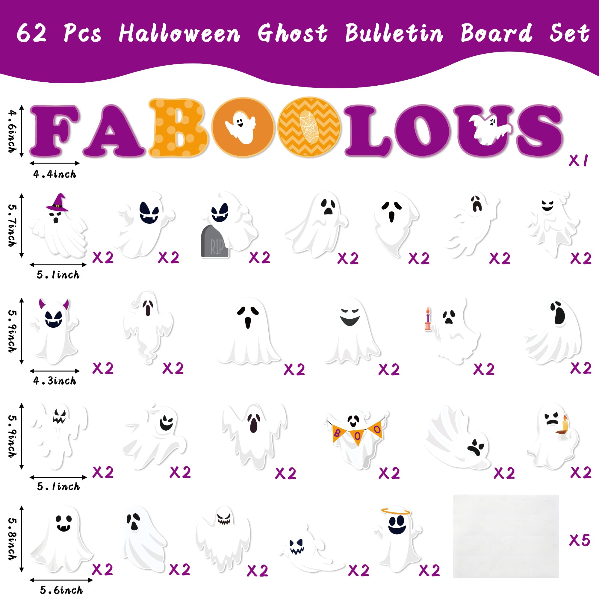 Snapklik.com : Halloween Ghost Bulletin Board Decoration Set - 62Pcs ...
