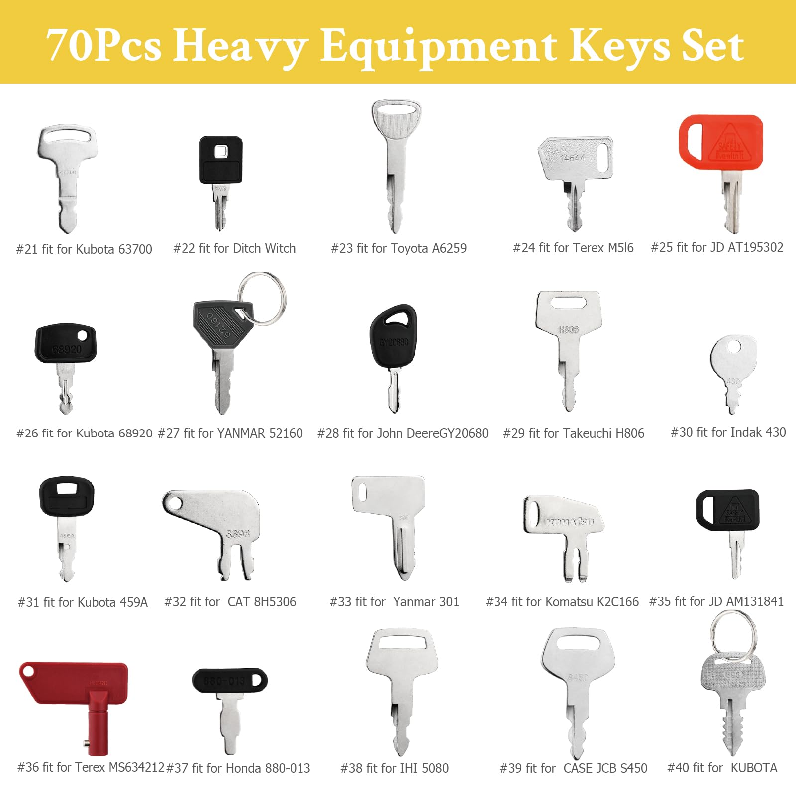 Snapklik.com : 70 Heavy Equipment Keys Master Set, Machine Keys For Cat ...