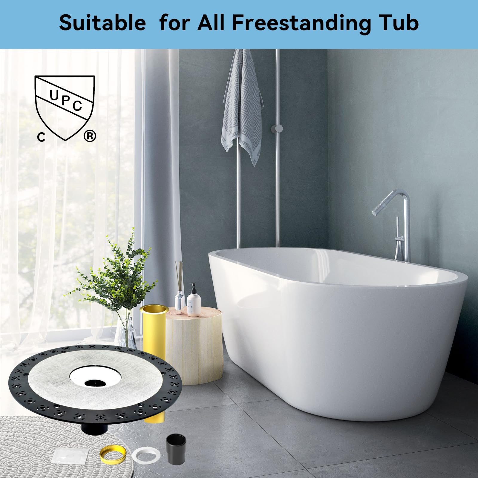 Snapklik.com : Freestanding Tub Drain Rough-in Kit, 12 Inch Large Base ...