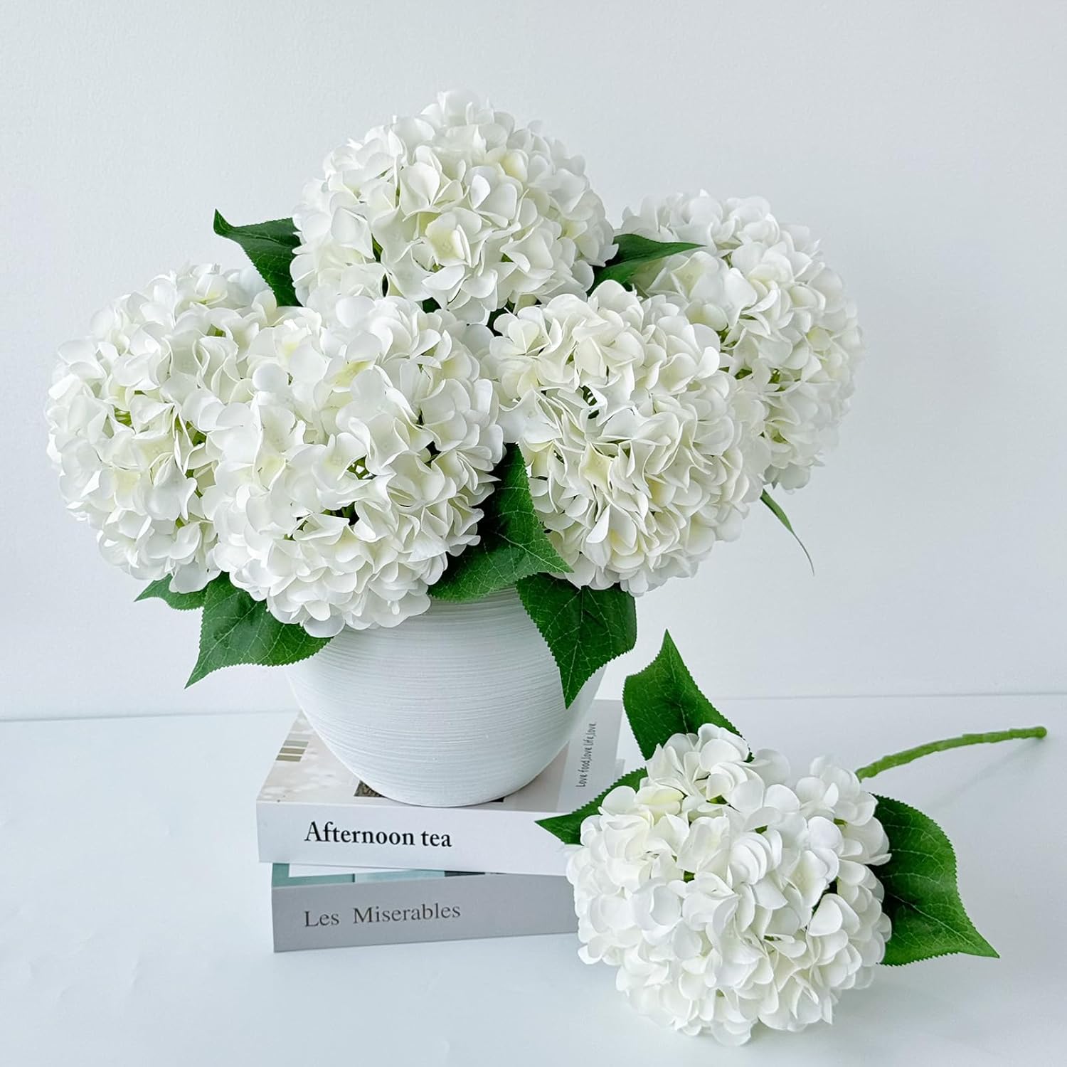 Amazon.com: ZYTUYO 5 Pcs White Silk Hydrangeas Aritificial Flower Boho Dried Touch Hydrangeas 20 ...