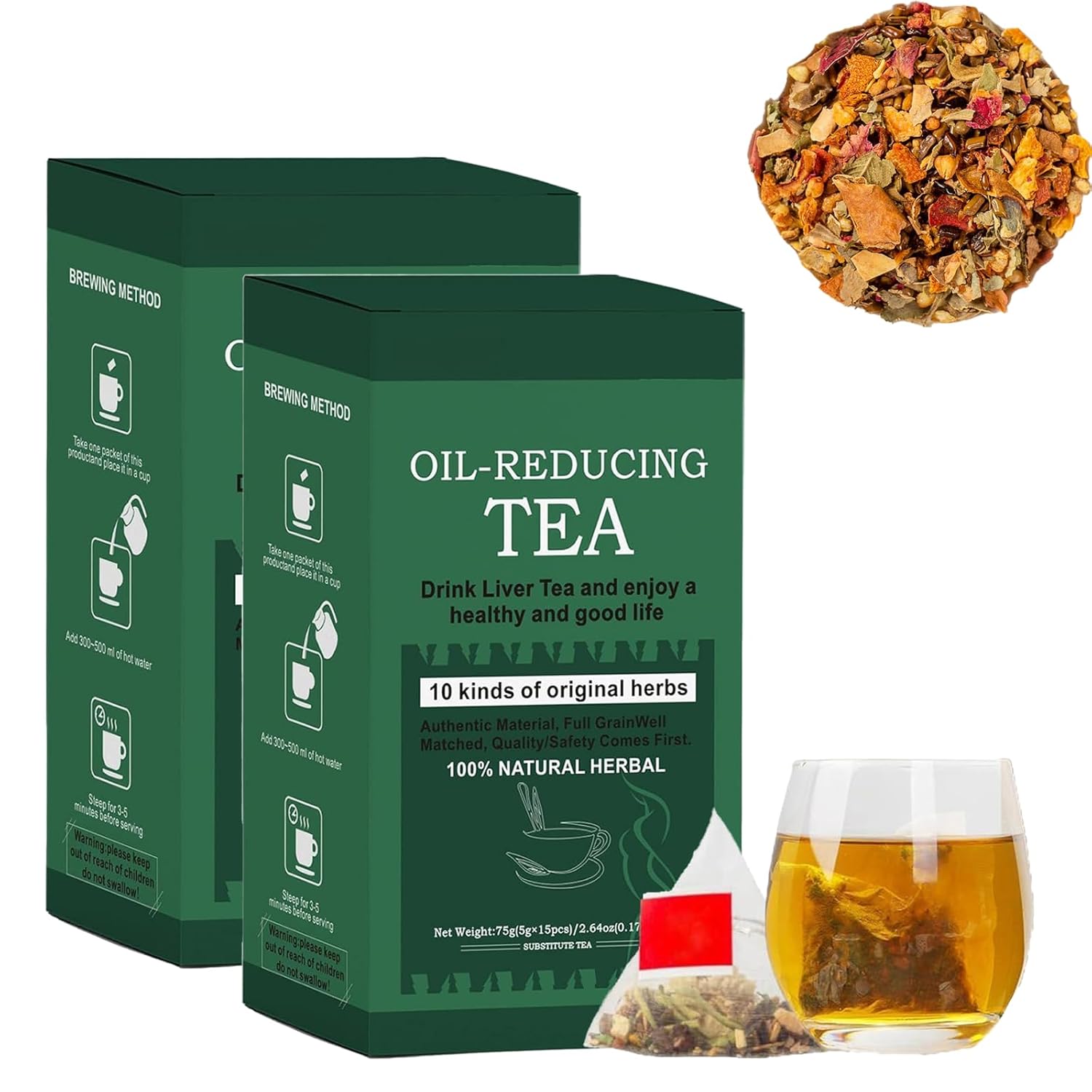 Amazon.com : Oil Reducing Tea，Chinese herbal liver tea，Chinese oil cleansing tea with 10 herbal ...