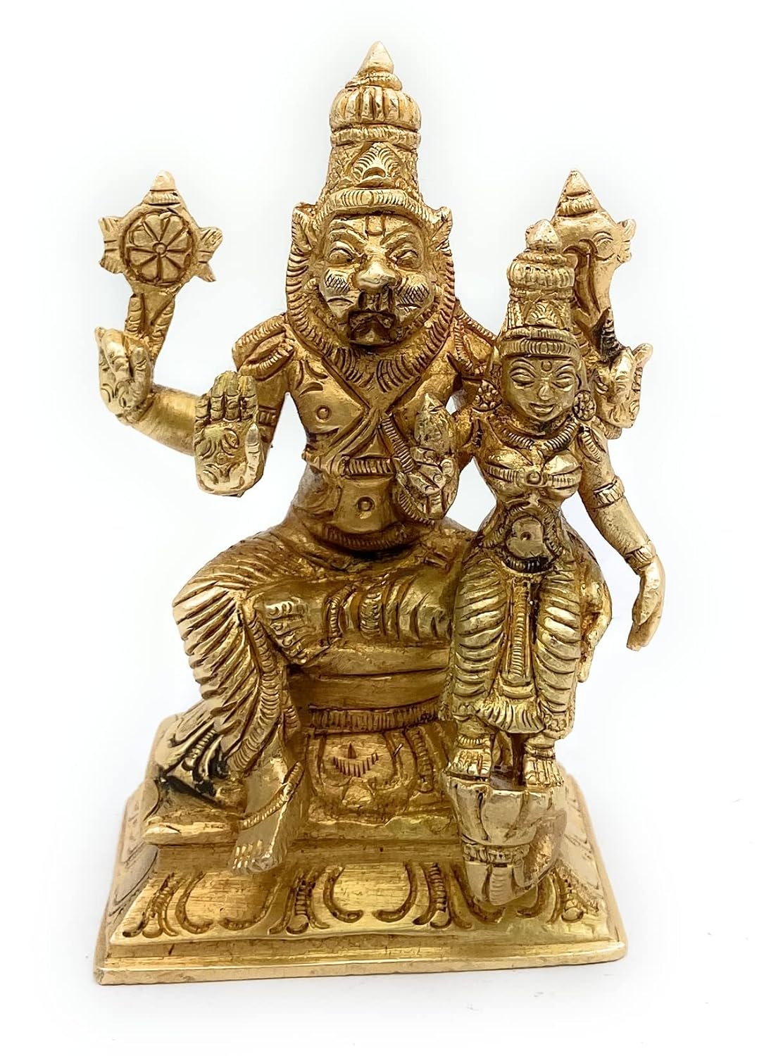 Buy South Indian Arts Brass Narasimha Lakshmi Murti | Lakshmi Narasimha Swamy Idol | Laxmi ...
