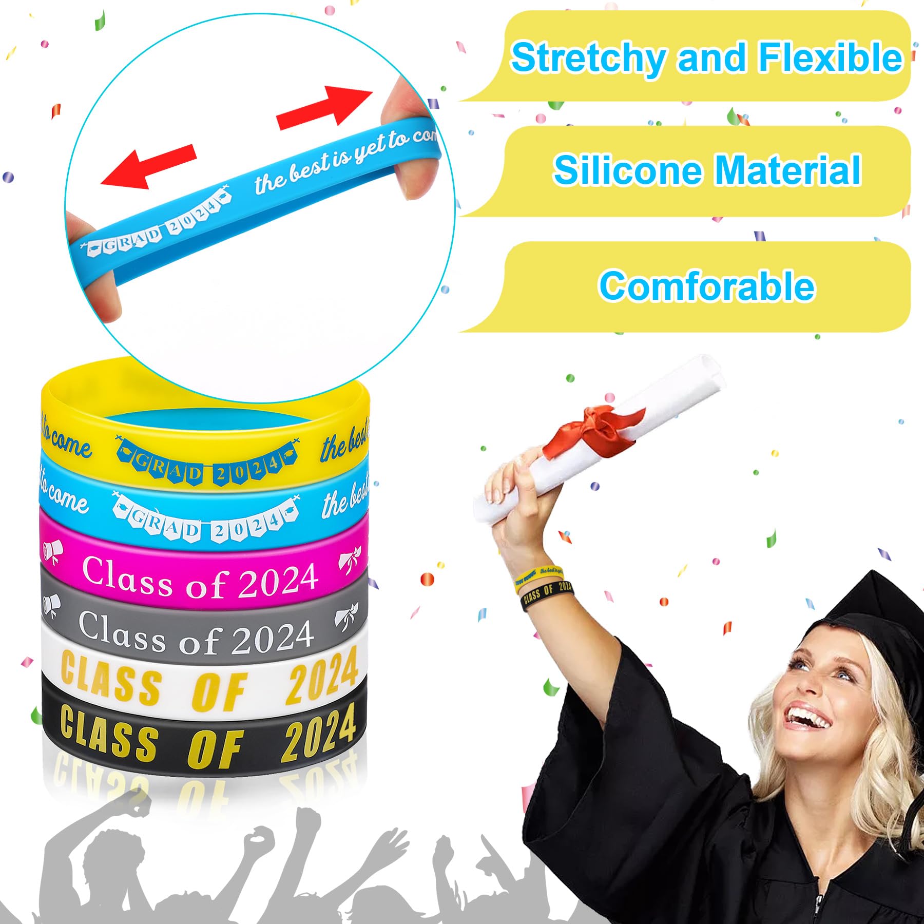Snapklik.com : Class Of 2024 Graduation Silicone Bracelets, Congrats ...