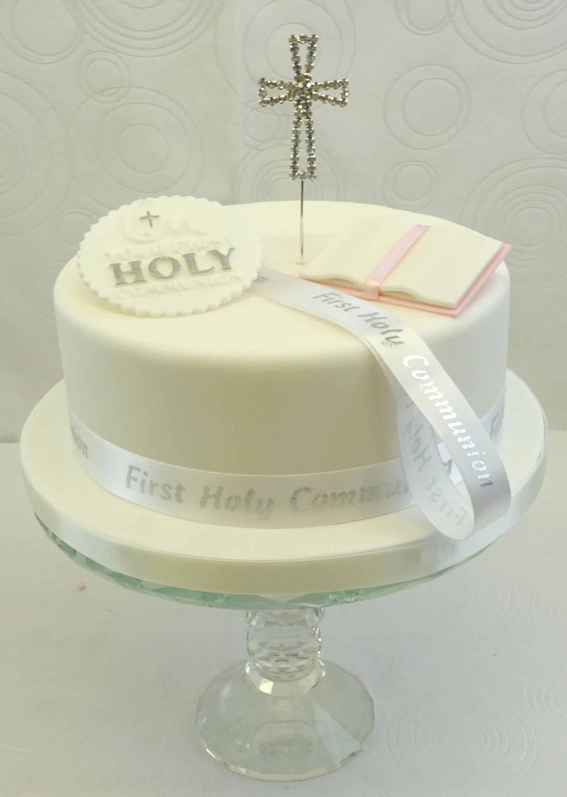 Cake Decoration First Holy Communion Handmade Pink Bible White Handmade ...
