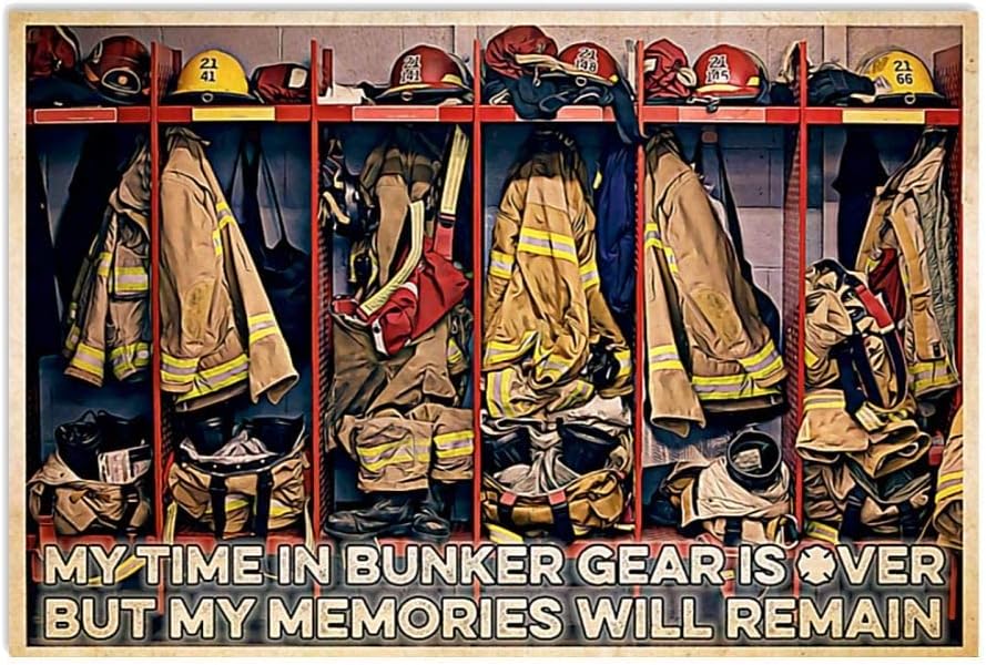 Amazon.com: Vintage Metal Tin Sign Firefighter My Time in Bunker Gear ...