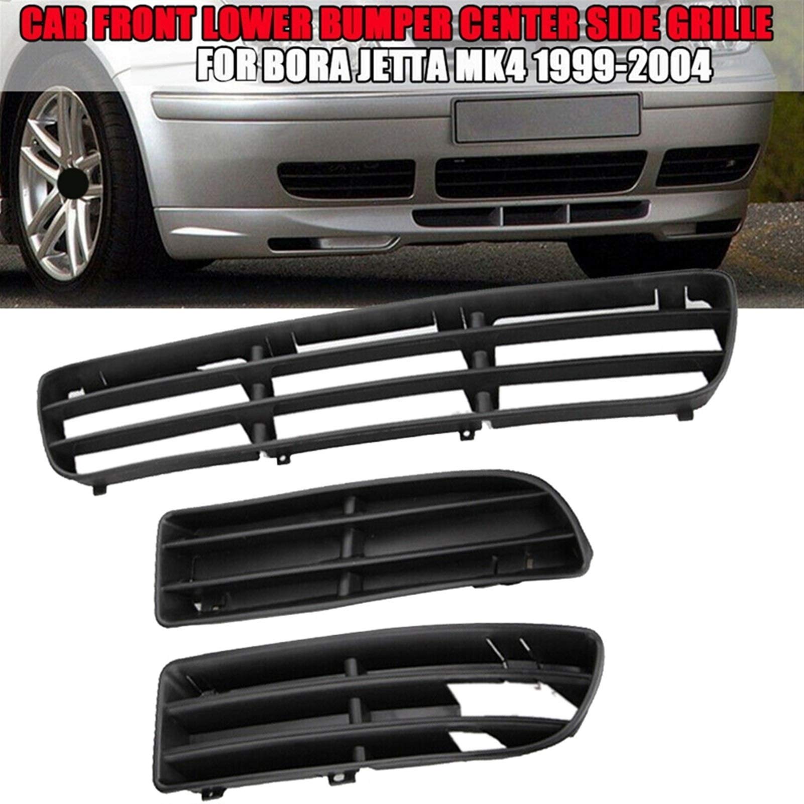 Htsm Front Grille 3pcs Car Front Bumper Lower Center Grille ...