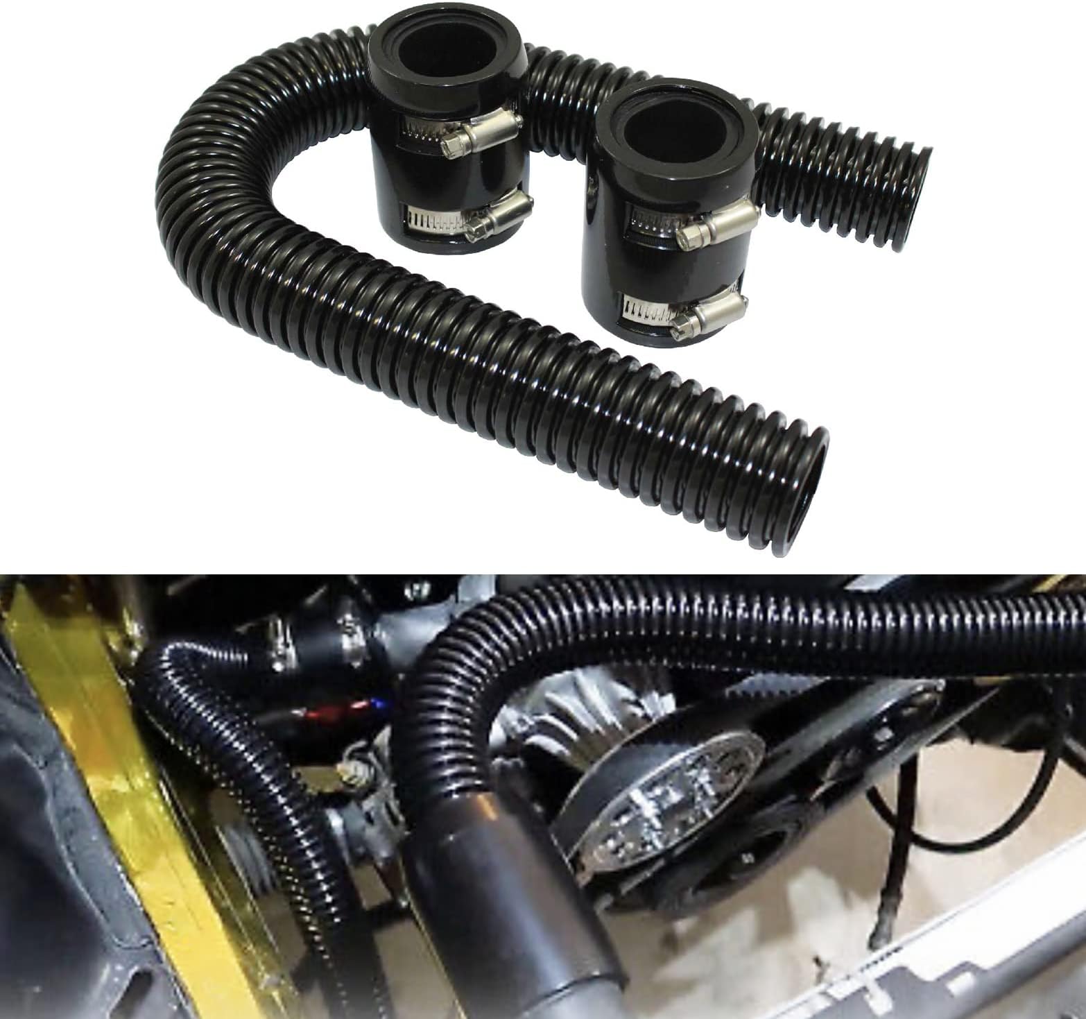 Amazon.com: 48" Black Stainless Steel Radiator Flexible Coolant Hose ...