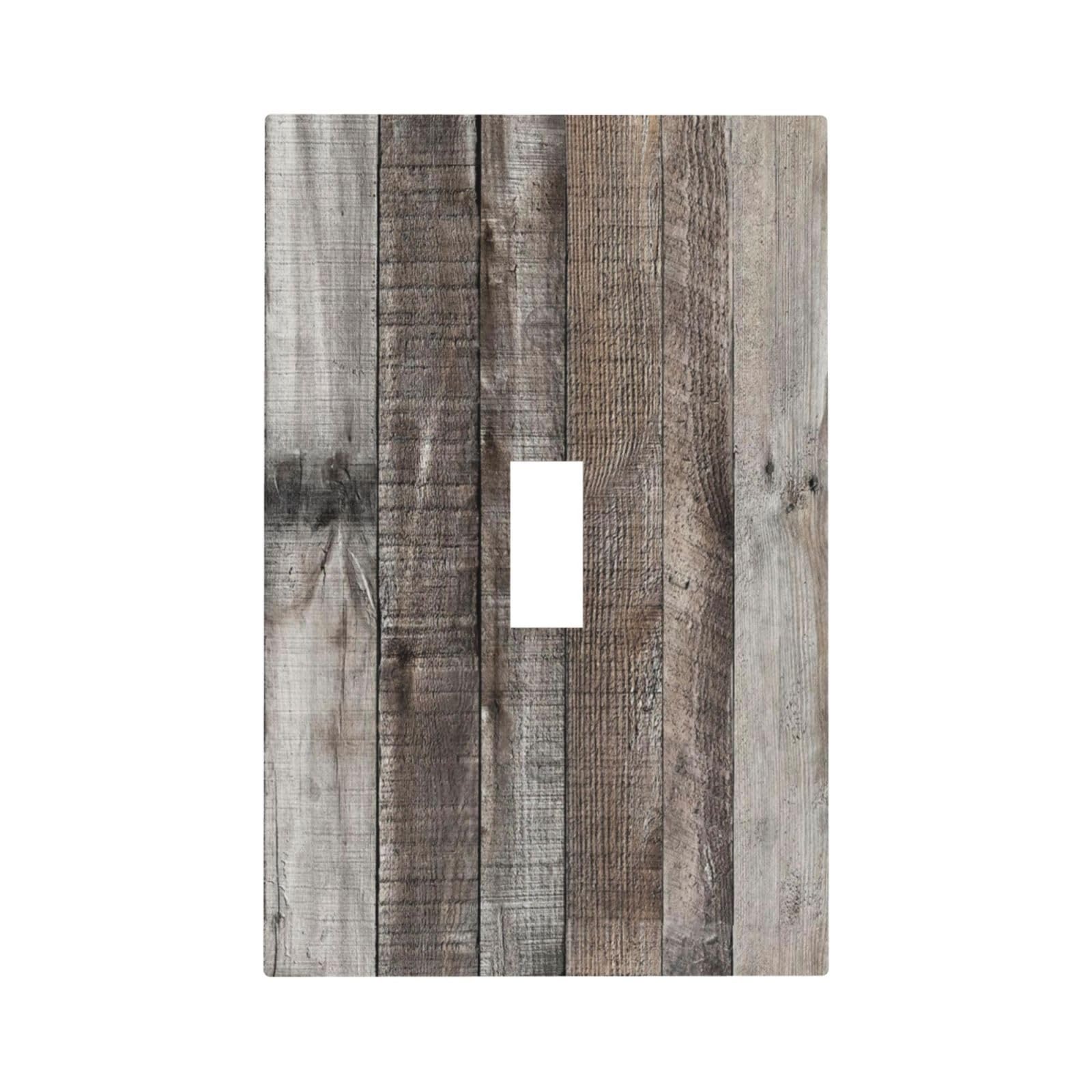 Xuejiaku Light Switch Cover Vintage Grey Wood 1 Gang Wall Plate Cover ...