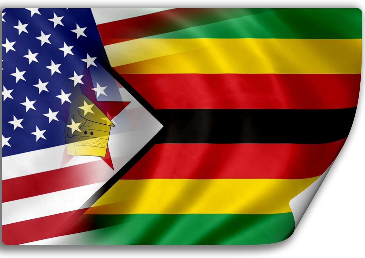 Amazon.com: Sticker (Decal) with Flag of Zimbabwe and USA (Zimbabwean ...