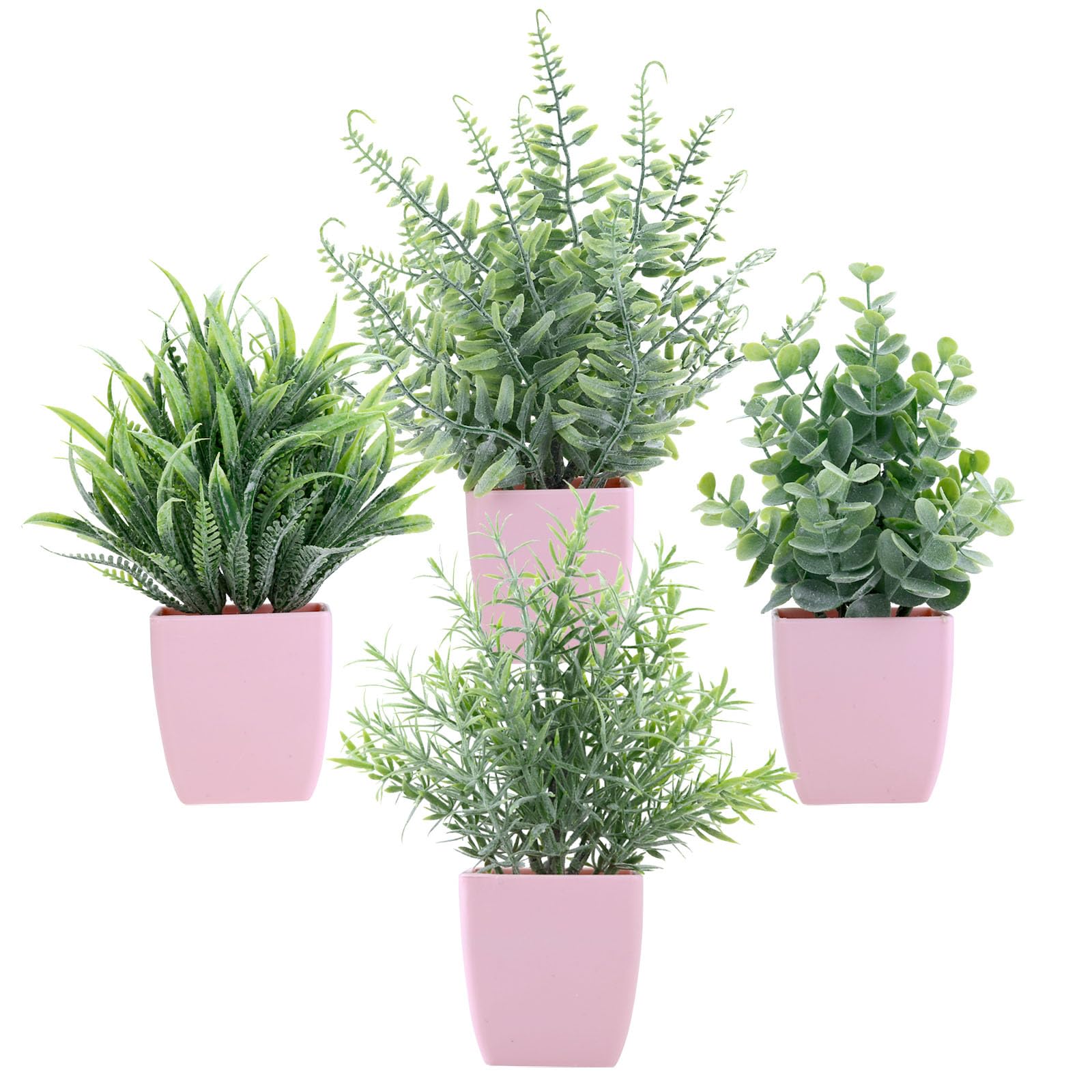 Amazon.com: summer flower 4 Pack Small Fake Plants in Pink Pot ...
