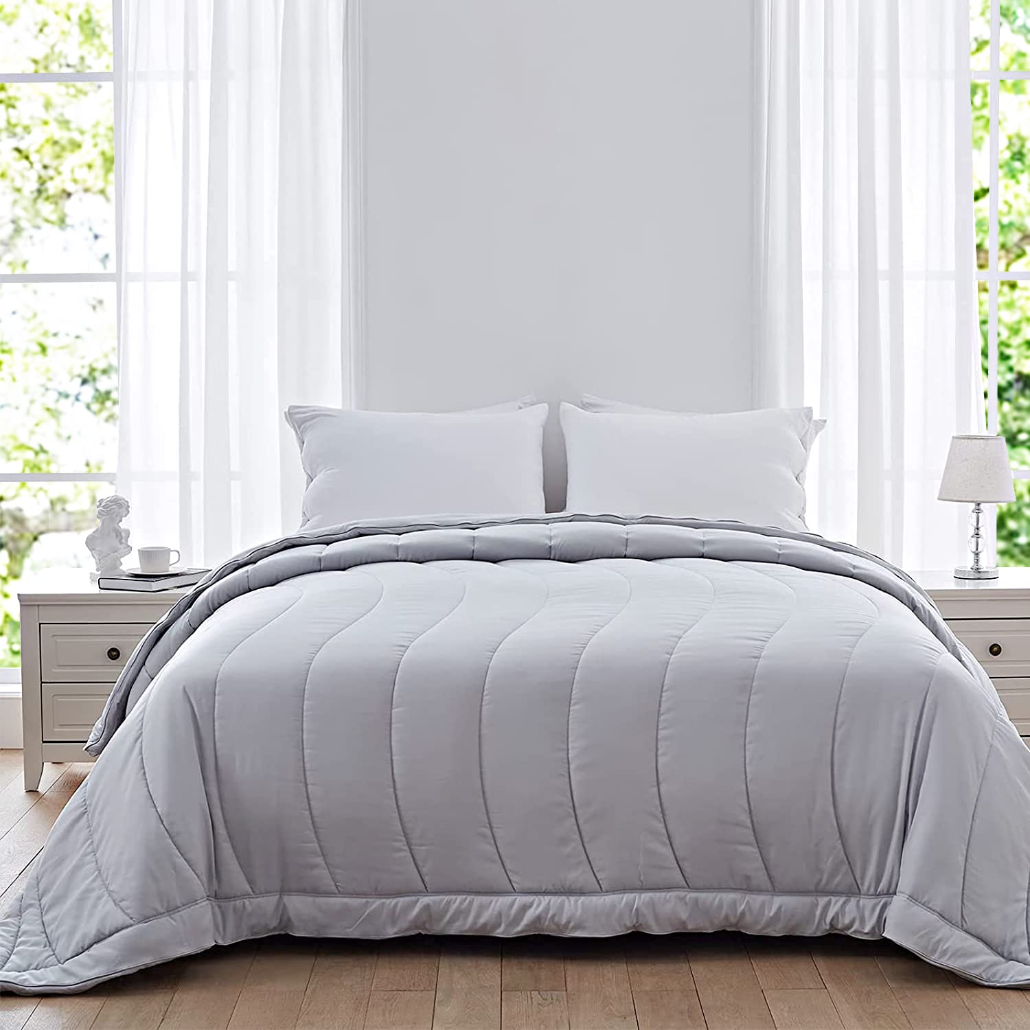 NexHome 100% Washed Microfiber Lightweight Comforter Twin Size Down ...