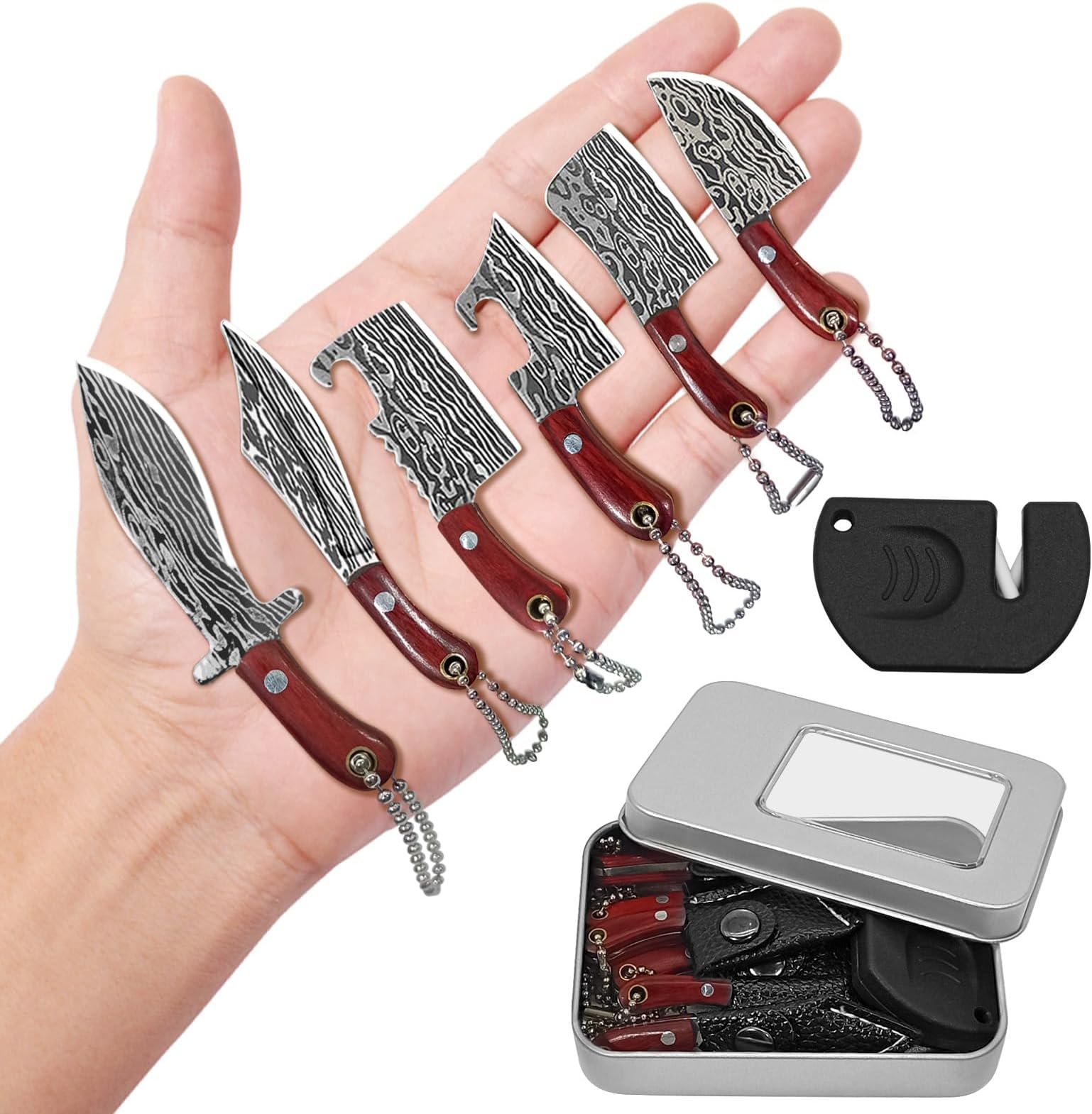 Amazon.com: 13 Pieces Mini Knifes Damascus Pocket Set Tiny Chef ...