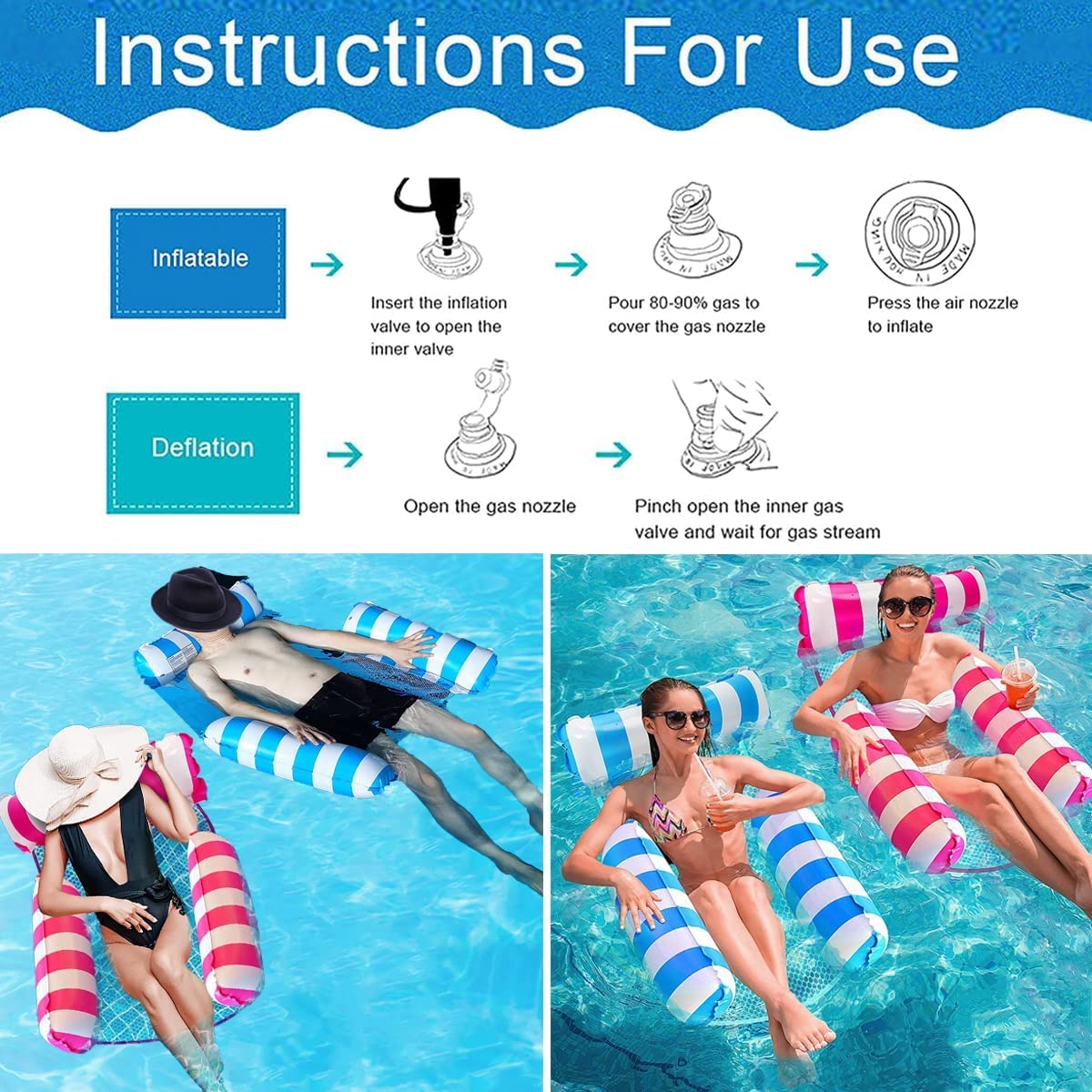 Inflatable Pool Floats Water Hammock, Pool Inflatable Pool Hammock ...