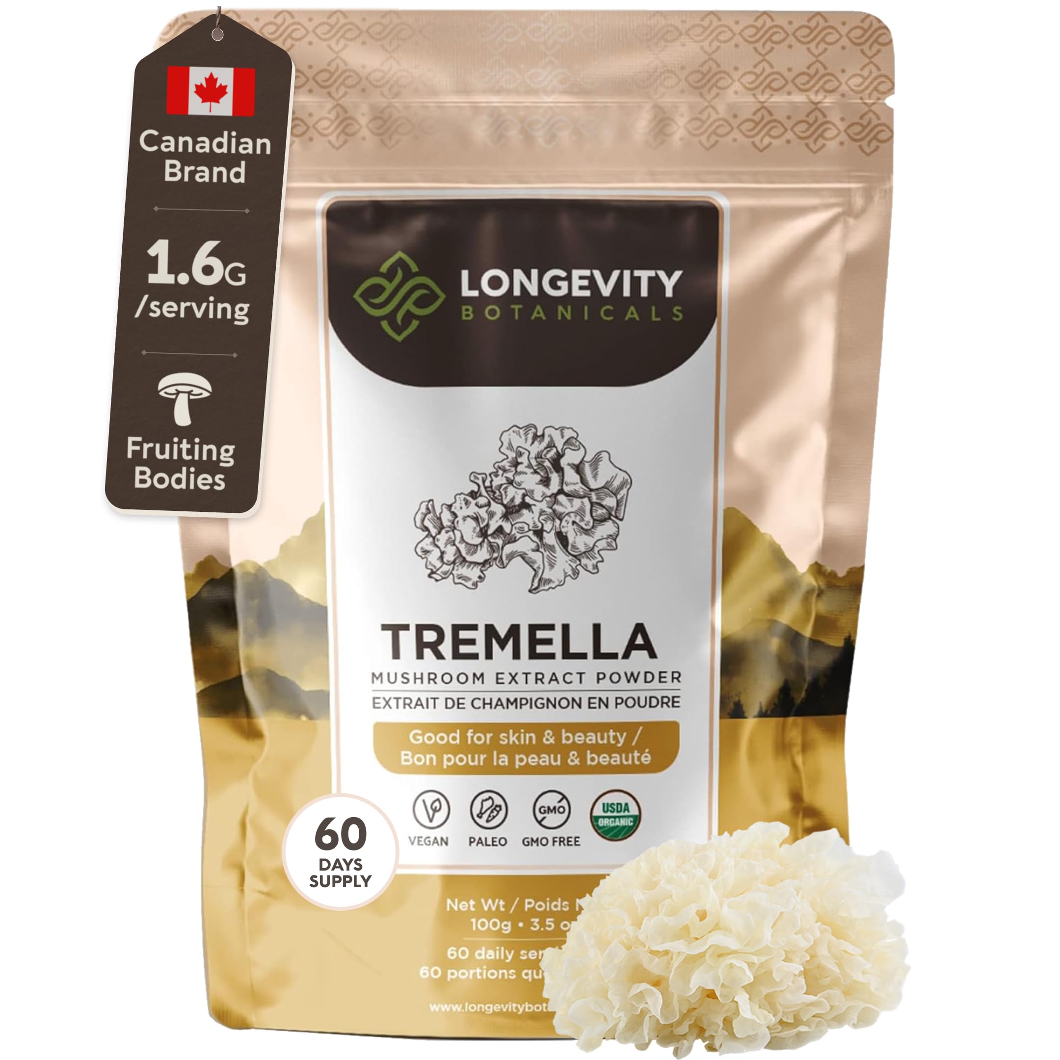 Organic Tremella Mushroom Powder - Ultra Concentrated Tremella Mushroom ...