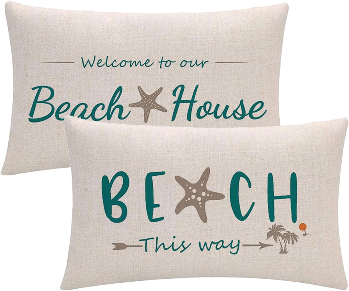 Amazon.com: 7COLORROOM Set of 2 Beach House Decor Throw Pillow Cover ...