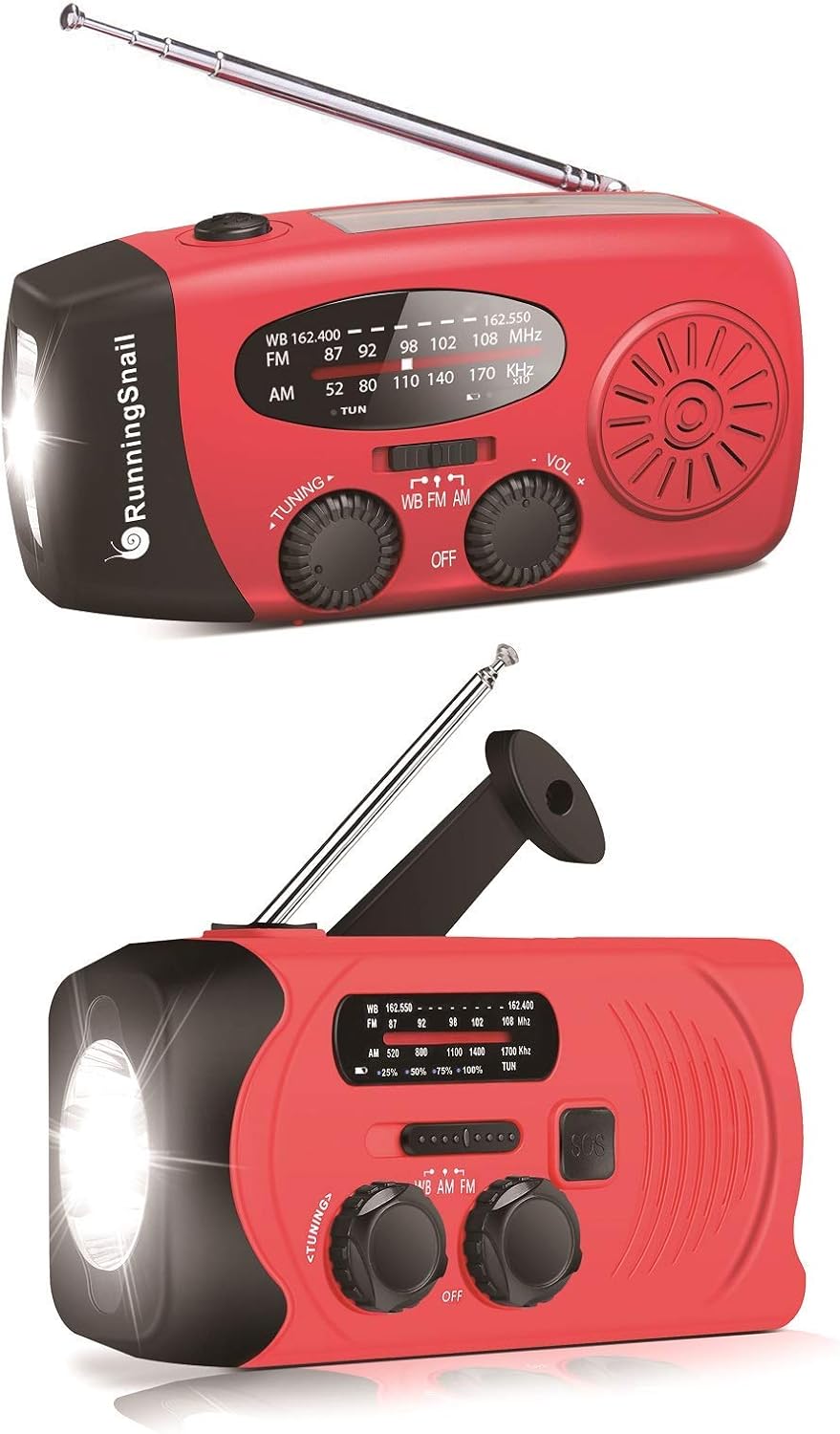 Amazon.com: [Upgraded Version] RunningSnail Emergency Weather AM/FM NOAA Solar Powered Wind up ...