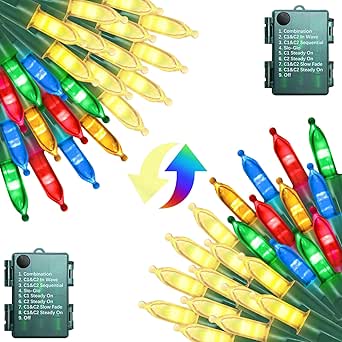 Amazon.com: 2 Pack Dual Color Changing Christmas Tree Lights, 100 LEDs ...